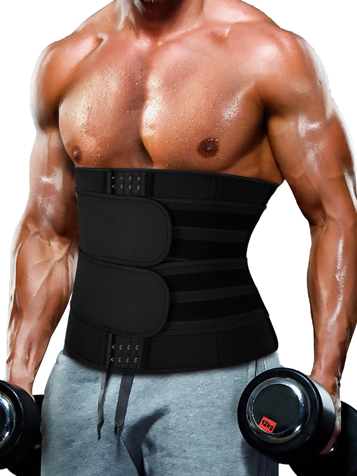 QRIC Mens Workout Waist Trainer Neoprene Corset Sauna Sweat Trimmer ...