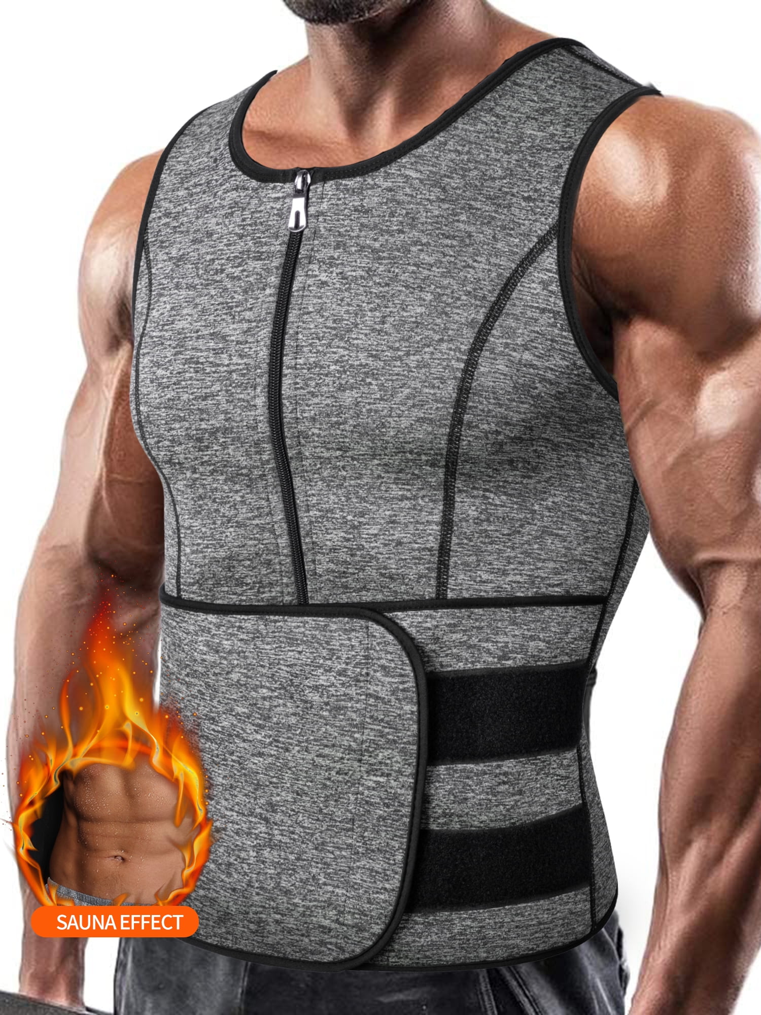 QRIC Neoprene Sauna Suit Corset for Men Waist Trainer Shapewear Vest ...