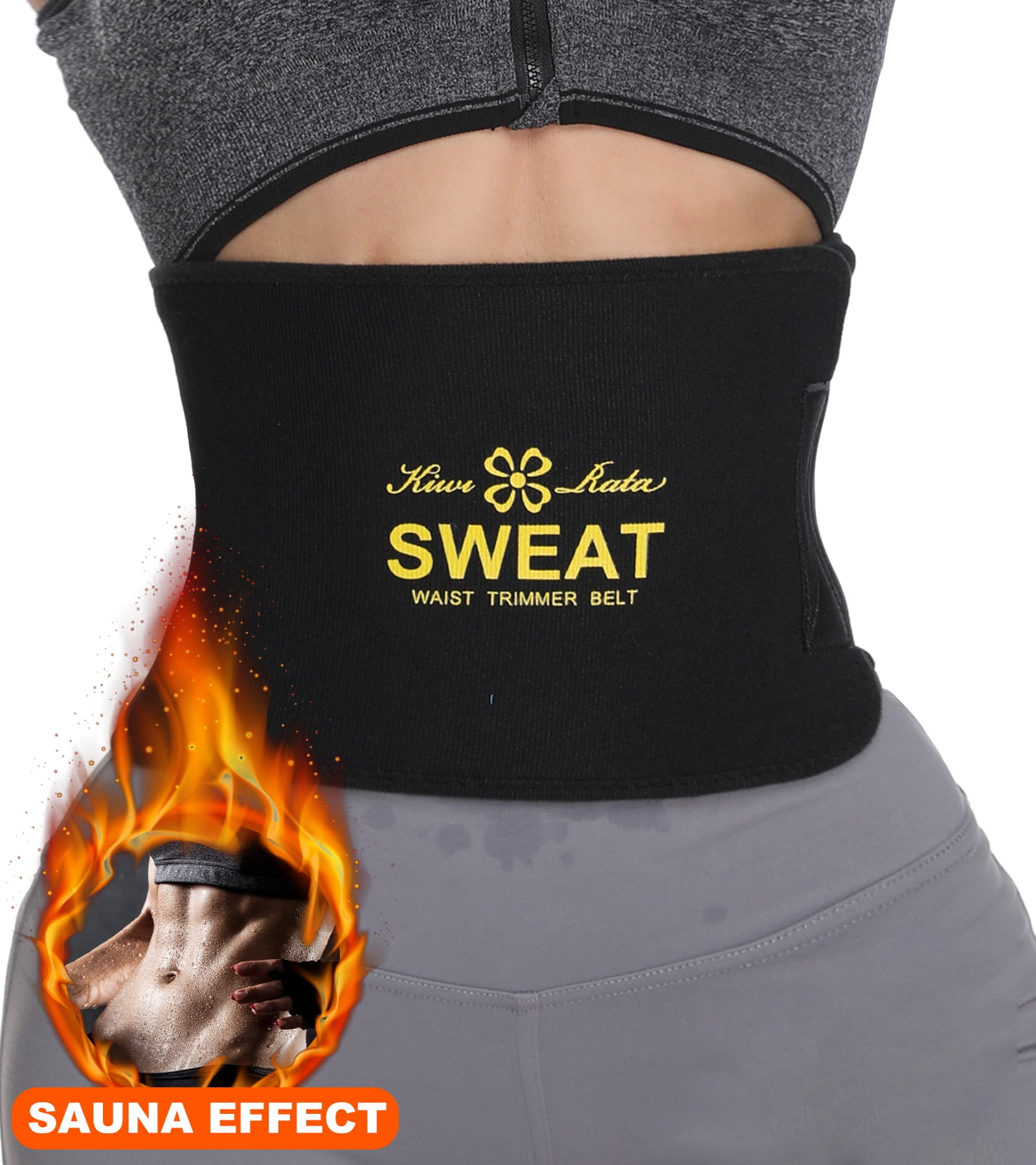 QRIC Waist Trimmer Belt, Sweat Wrap, Tummy Toner, Low Back and Lumbar Support with Sauna Suit ...
