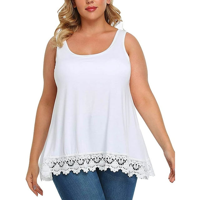 QRIC Women's Cami with Built in Bra Cup Summer Casual Flowy Swing ...