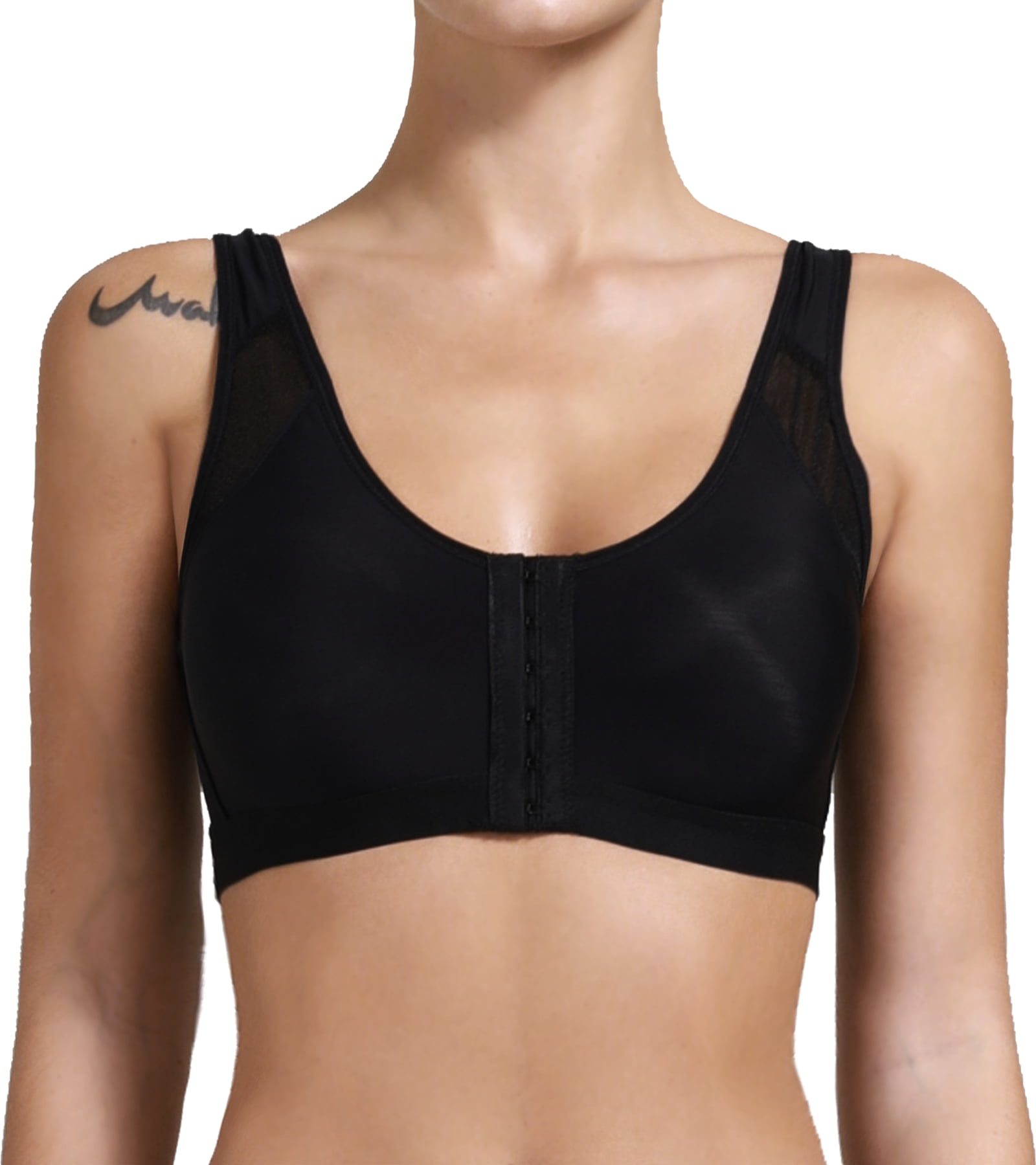 QRIC Women's Comfort Front Close Sport Bra With Mesh Straps Post-surgical Back Support Bra ...