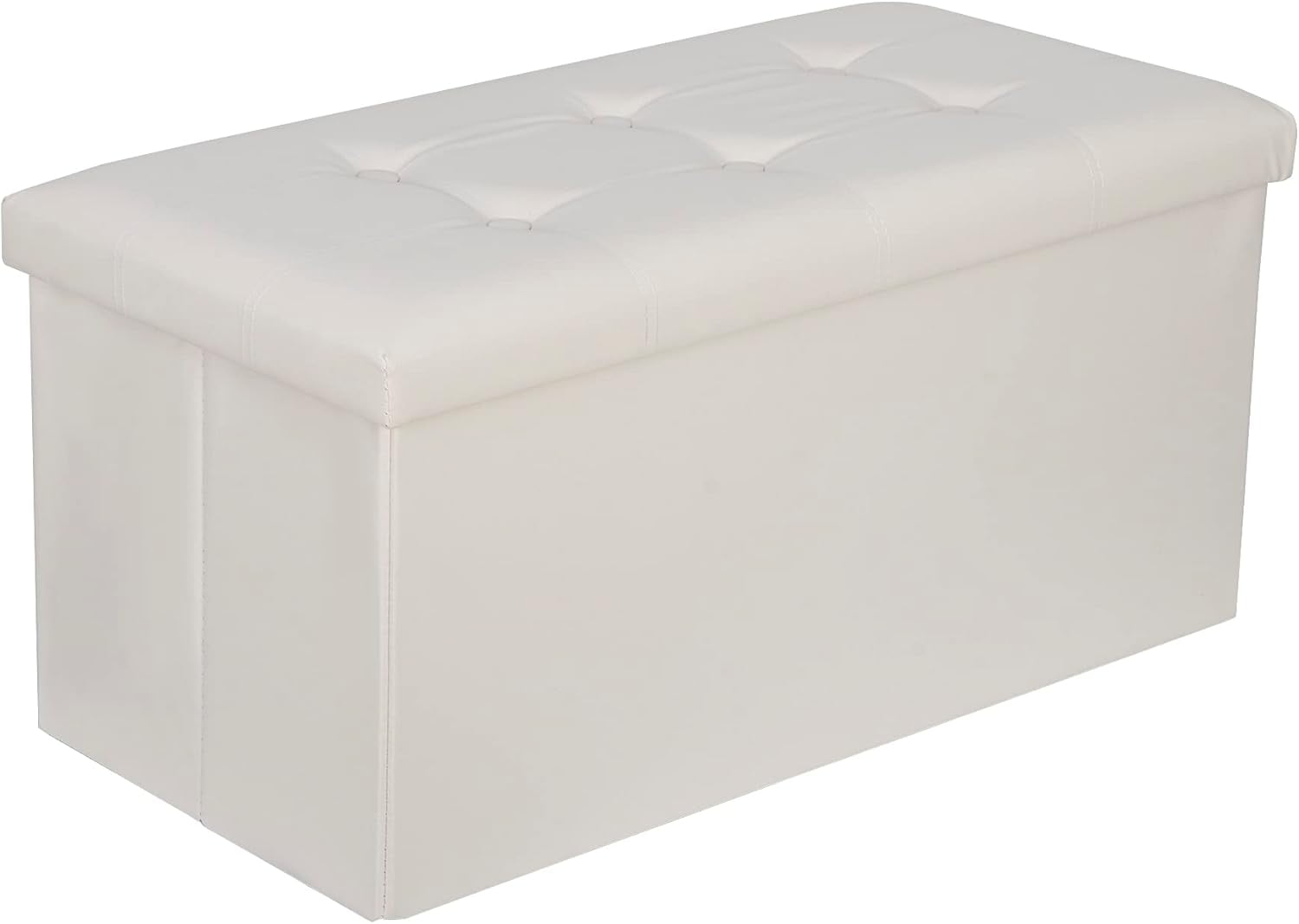 QRKD 30 Inches Folding Storage Ottoman Bench, Faux Leather Storage ...