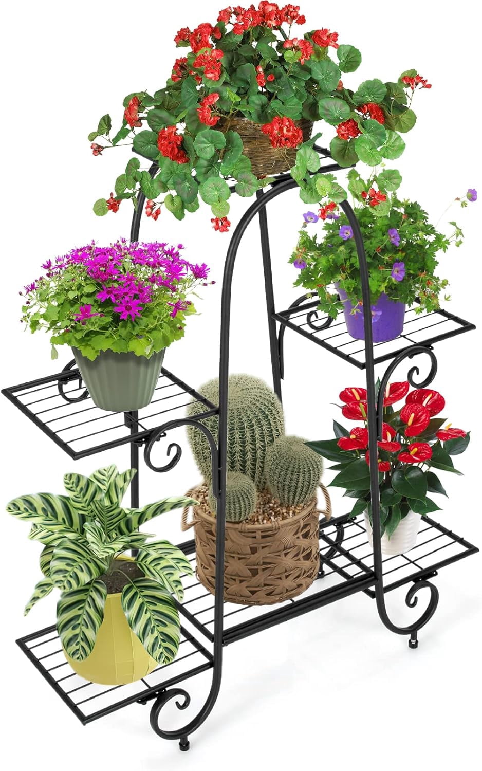 QRKD 6-Tier Metal Plant Stand, Heavy-Duty Plant Display Stand Rack w ...