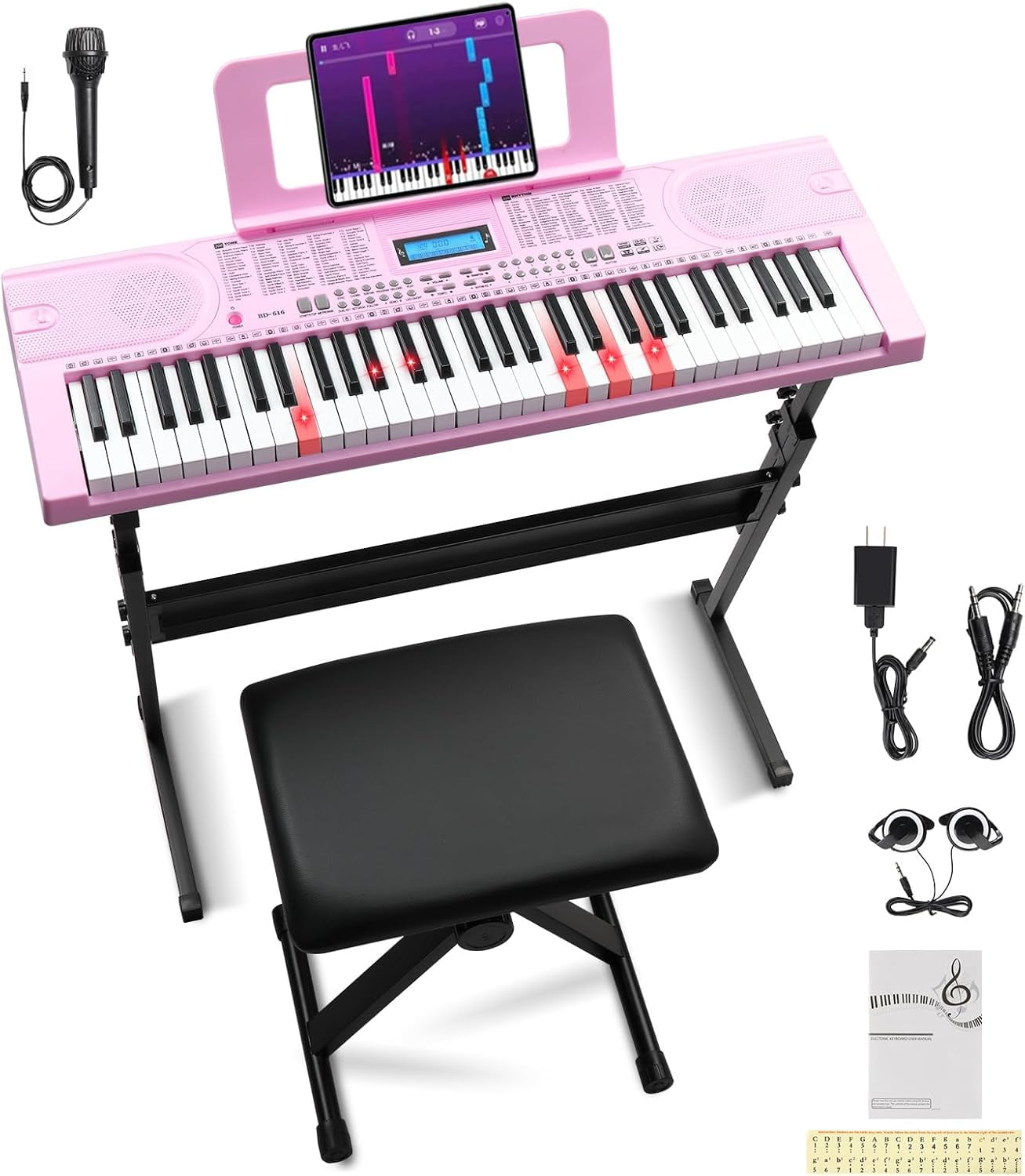 QRKD 61 Key Keyboard Piano, Electric Keyboard Piano with Clear LCD ...