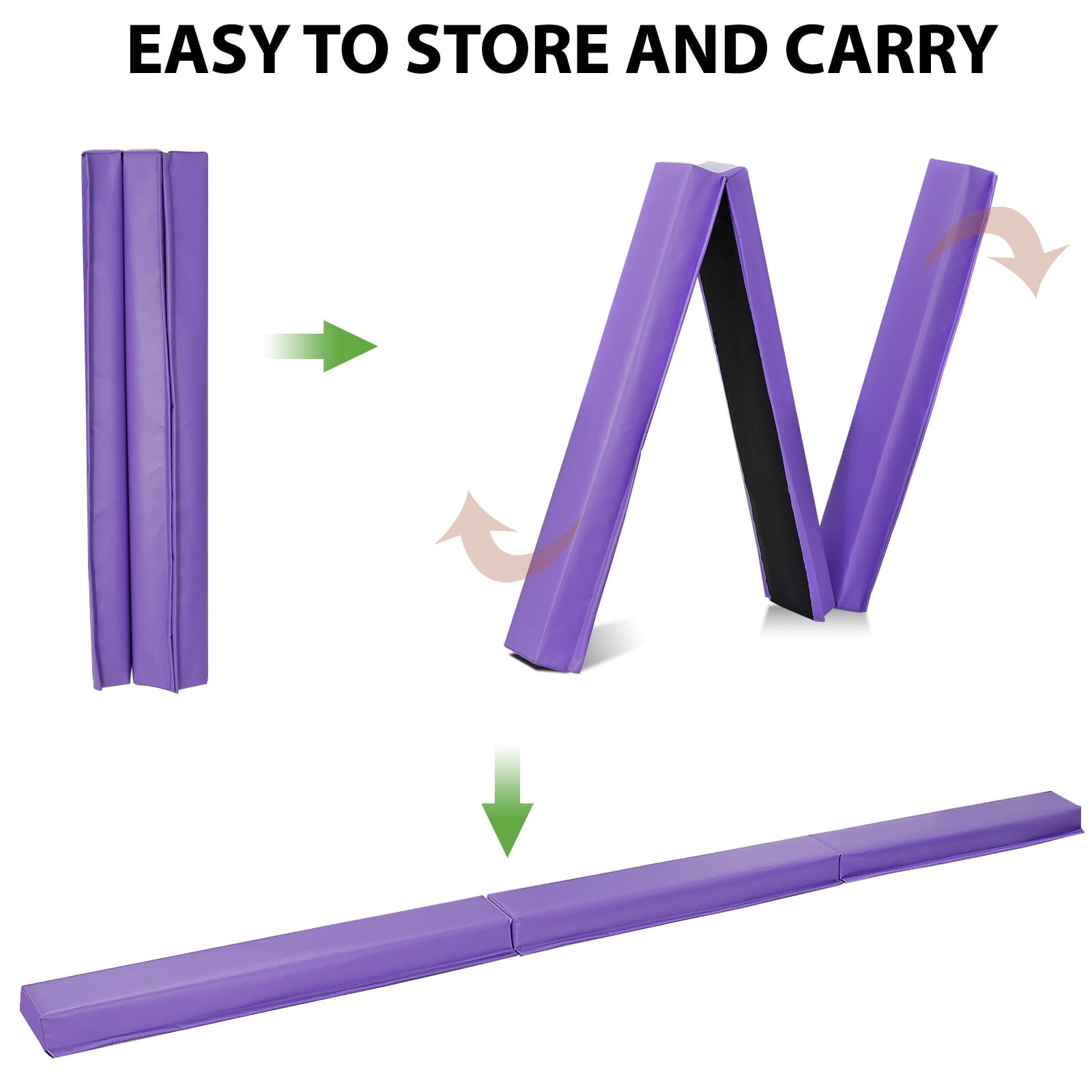 QRKD 6FT 9FT Folding Balance Beam, Gymnastics Floor Beam with Anti Slip ...