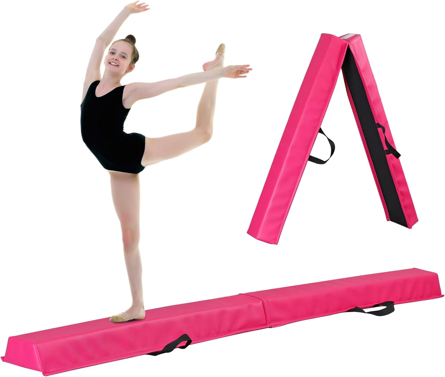 QRKD 6ft Folding Balance Beam Folding Gymnastic Beam Extra Firm Foam ...