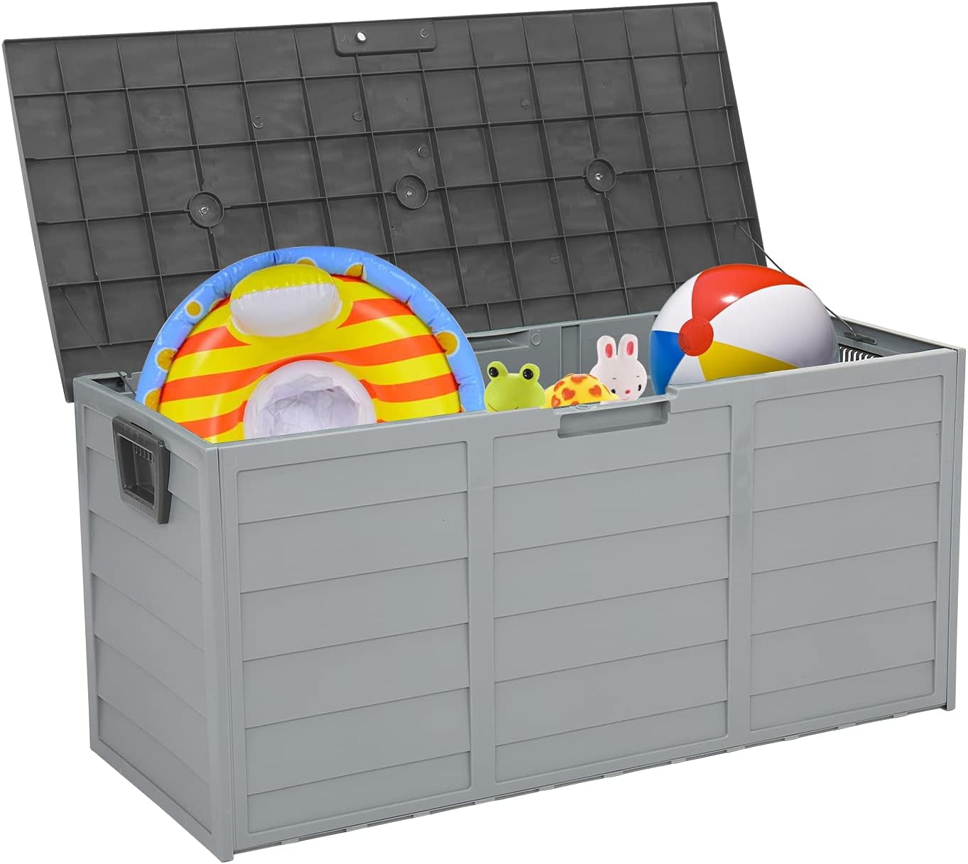 QRKD 75 Gallon Resin Deck Storage Box, Waterproof Garden Deck Bin Patio ...