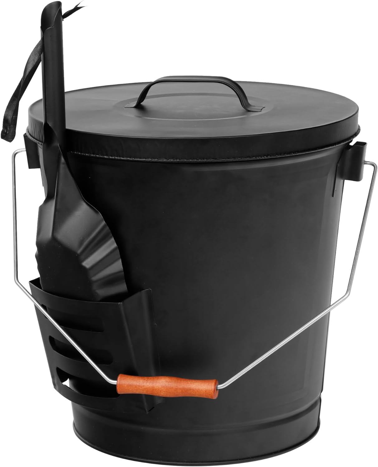 QRKD Ash Bucket with Lid and Shovel, 5.15 Gallon Large Galvanized Metal ...