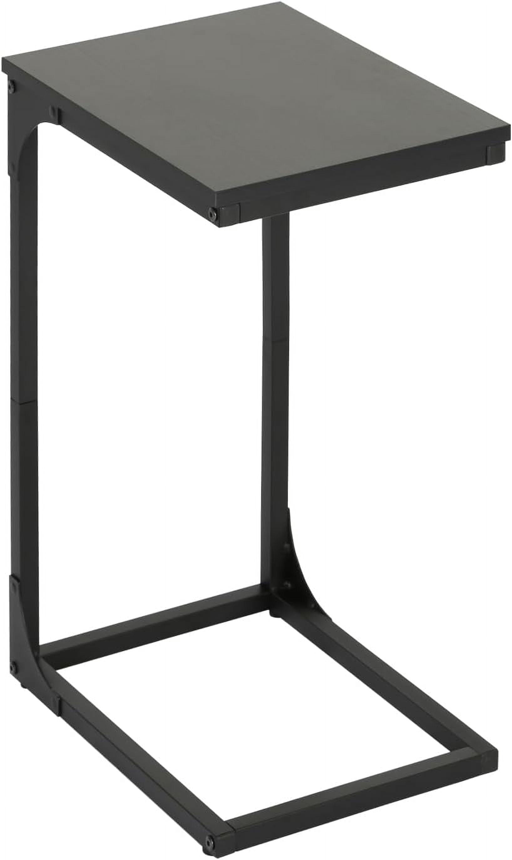 QRKD C Shaped End Table with Metal Frame Adjustable Feet, Under Couch ...