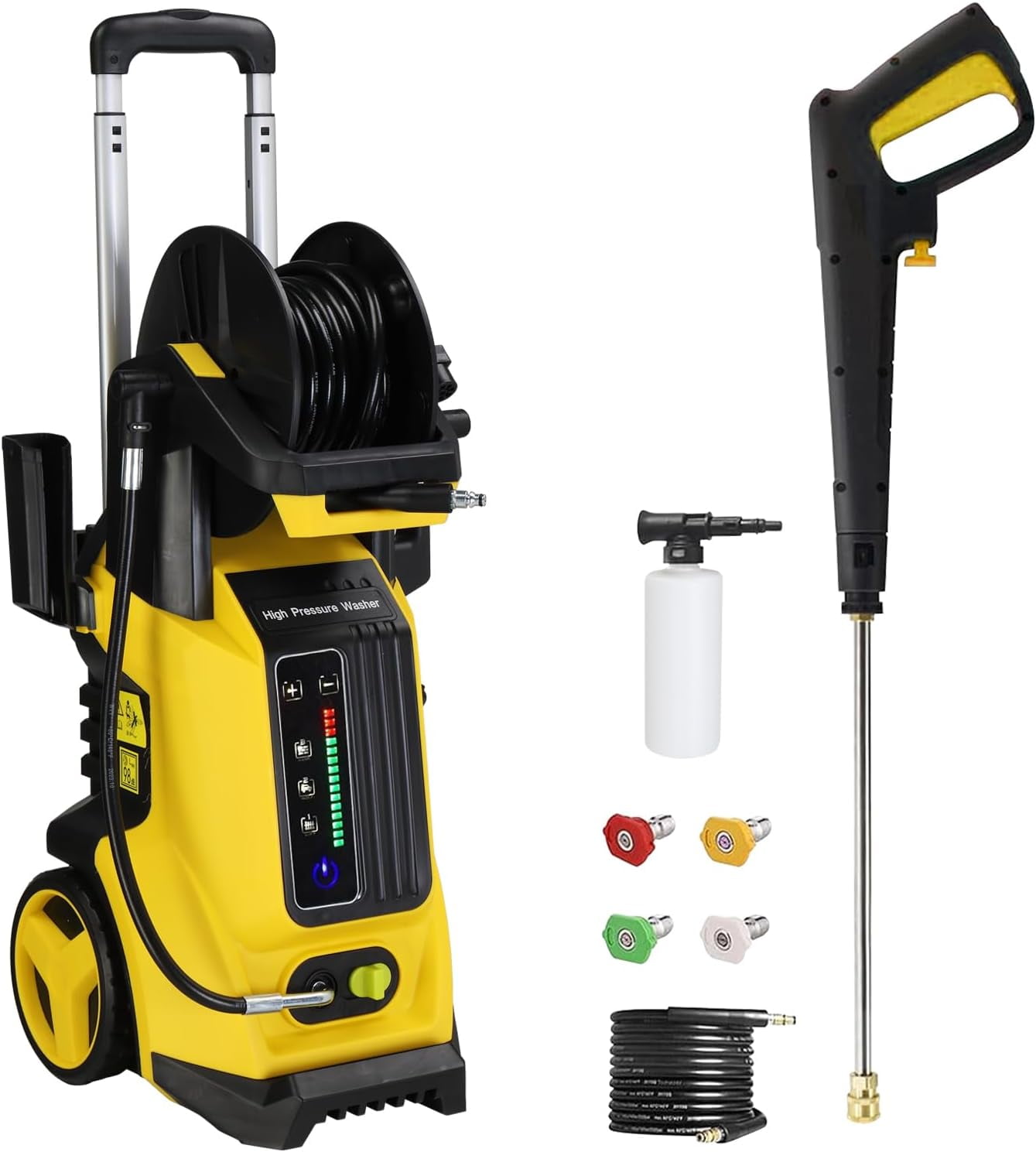 QRKD Electric Pressure Washer 3800PSI, Max 2.8 GPM Power Washer Machine with Hose Reel, 4 Quick ...
