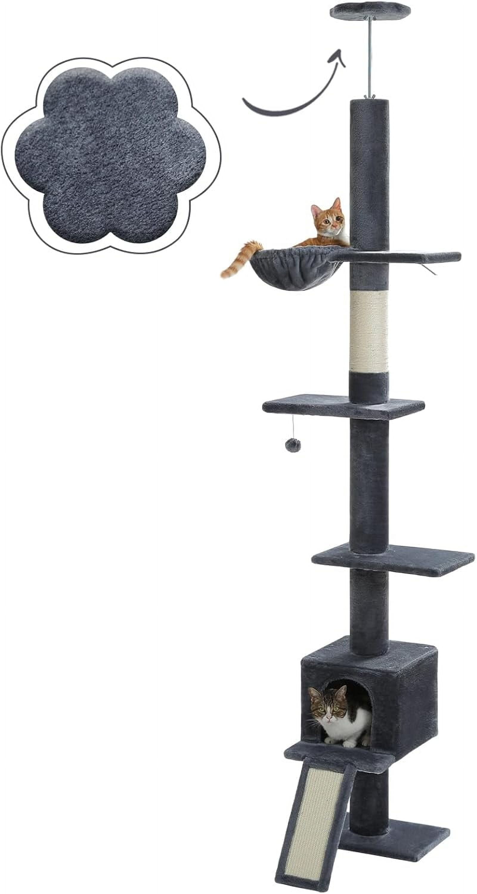 QRKD Floor to Ceiling Cat Tree, Cat Tower 5 Tiers Tall (83-108 Inches ...