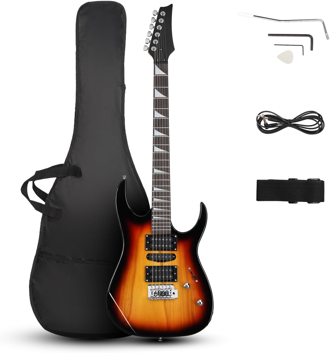 QRKD Full-Size Electric Guitar, Solid Body HSH Pickups 170 Guitars ...