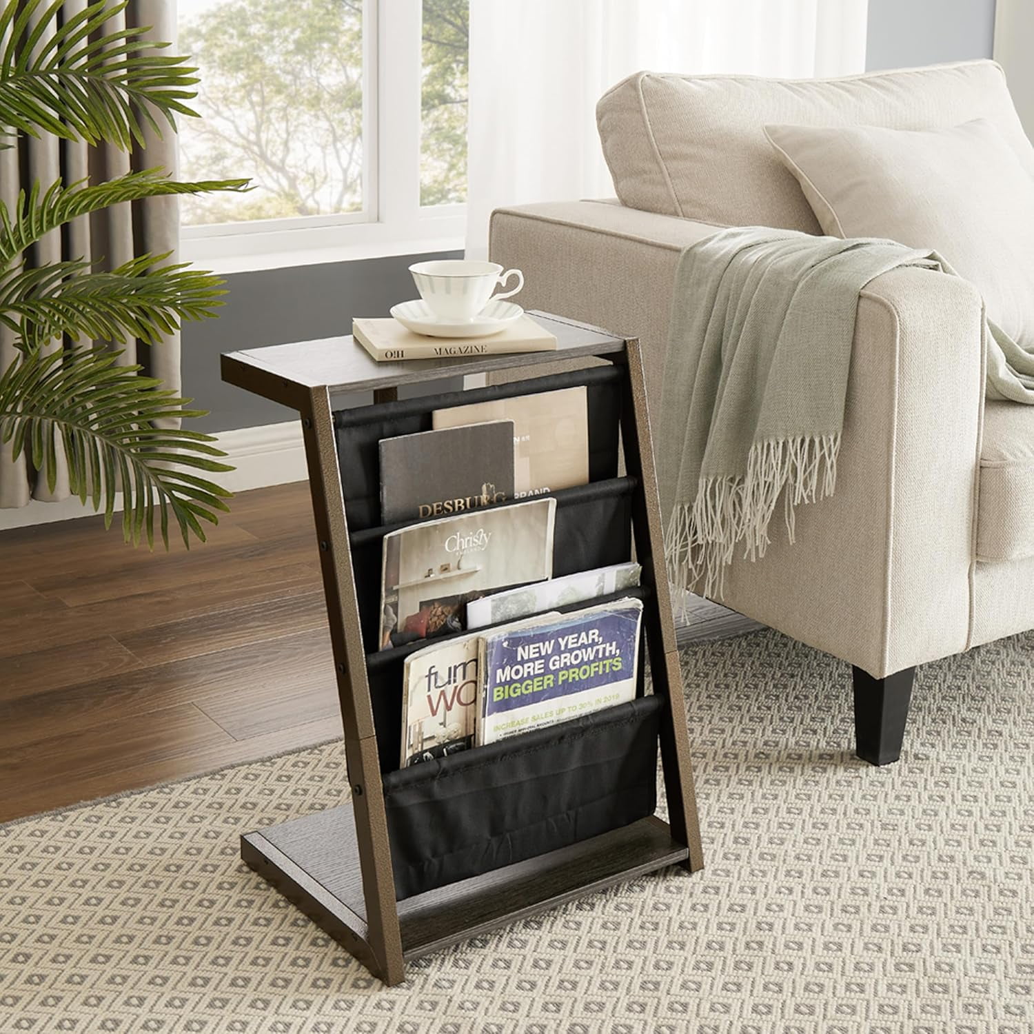 QRKD Newspaper Rack, Storage Bookshelf, Detachable brochure Display ...