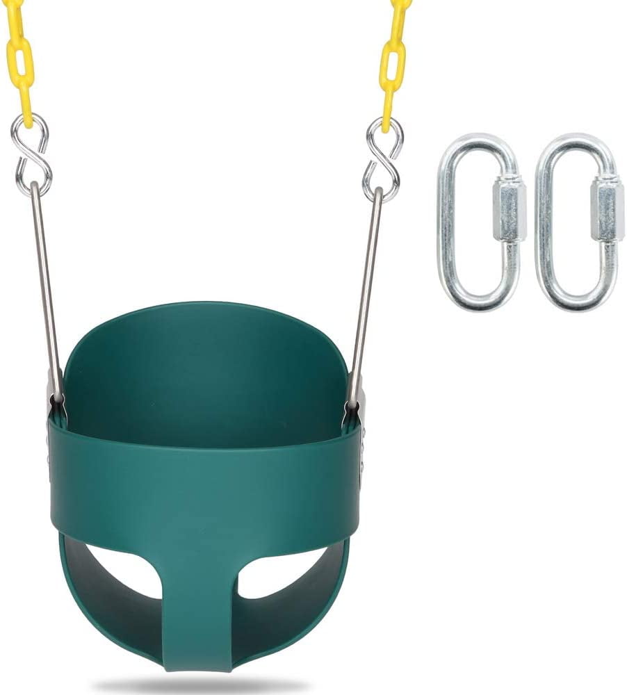 QRKD Toddler Bucket Swing, High Back Full Kids Bucket Swings Seat W ...
