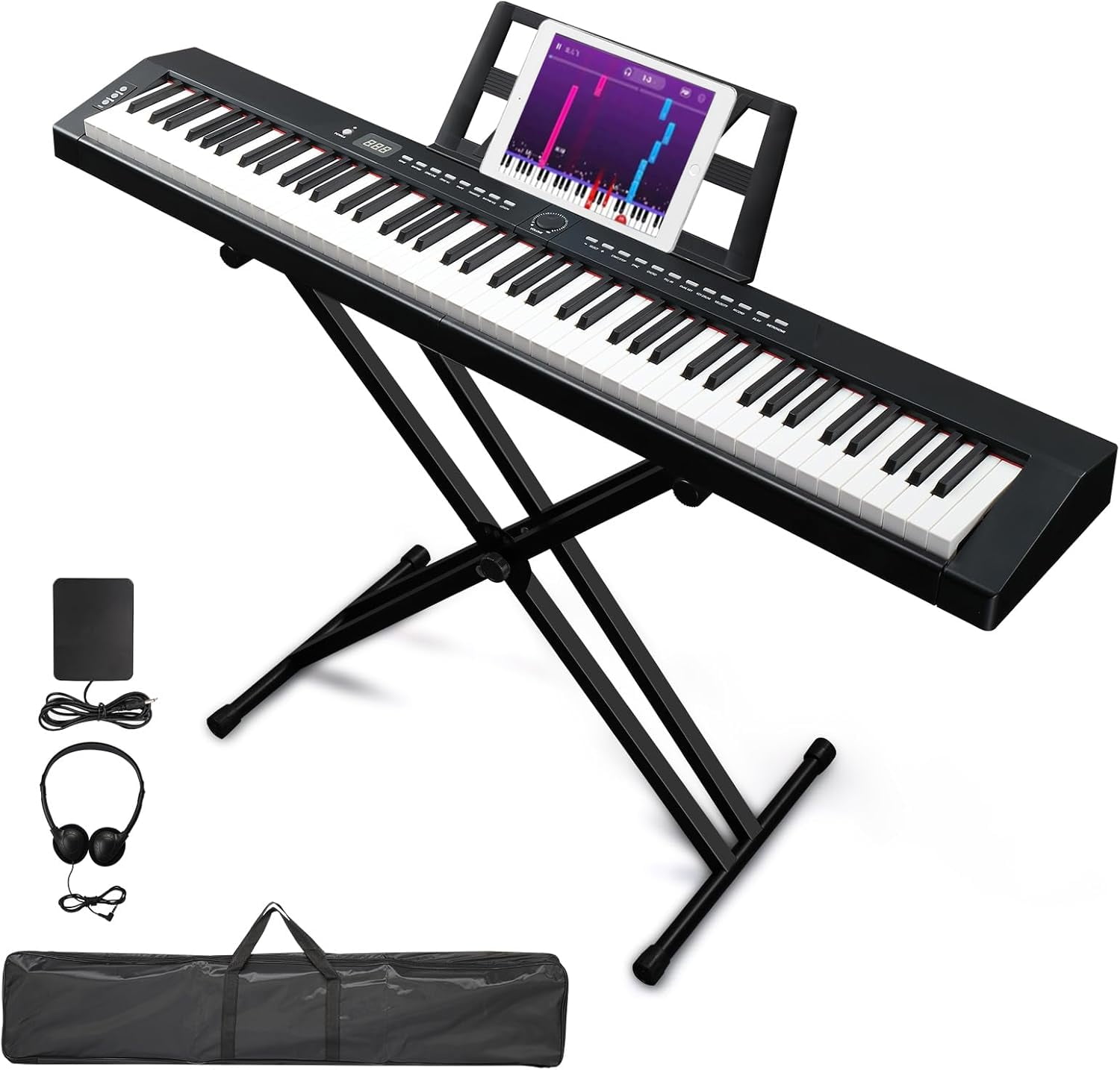 QRKD Weighted Keyboard Piano 88 Keys Digital Piano with Adjustable Dual ...