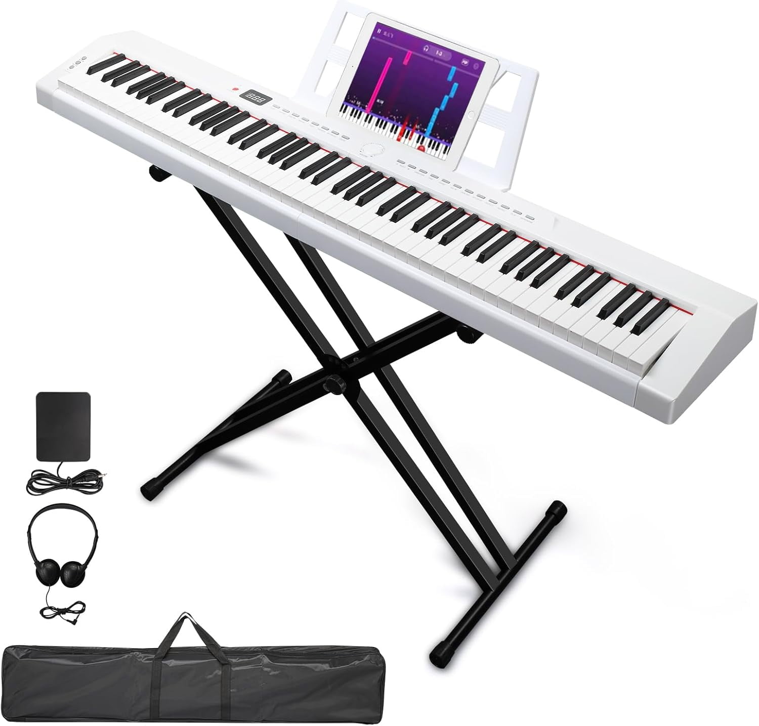 QRKD Weighted Keyboard Piano 88 Keys Digital Piano with Adjustable Dual ...
