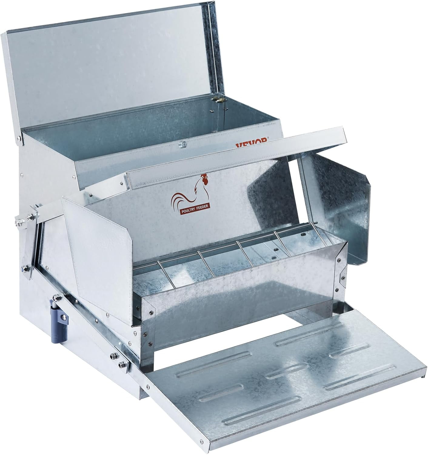 QRZJ Poultry Feeder, 25lbs Capacity, Feed Chicken Feeder with Lid ...