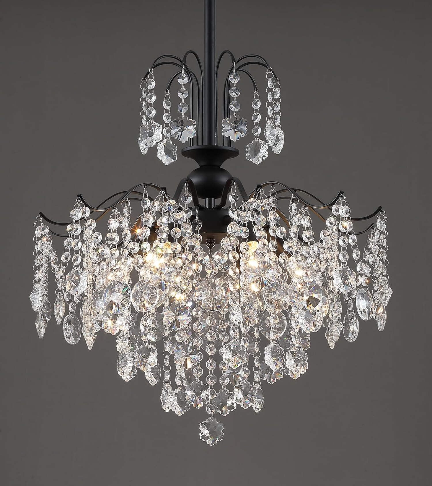QS Crystal Chandelier for Dining Room,Modern Black Crystal Pendant ...