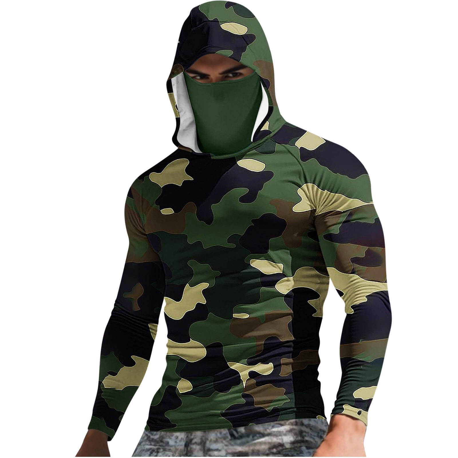 QSAWXQZ Men's UPF 50+ Fishing Shirt Long Sleeve Sun Protection Hoodies ...