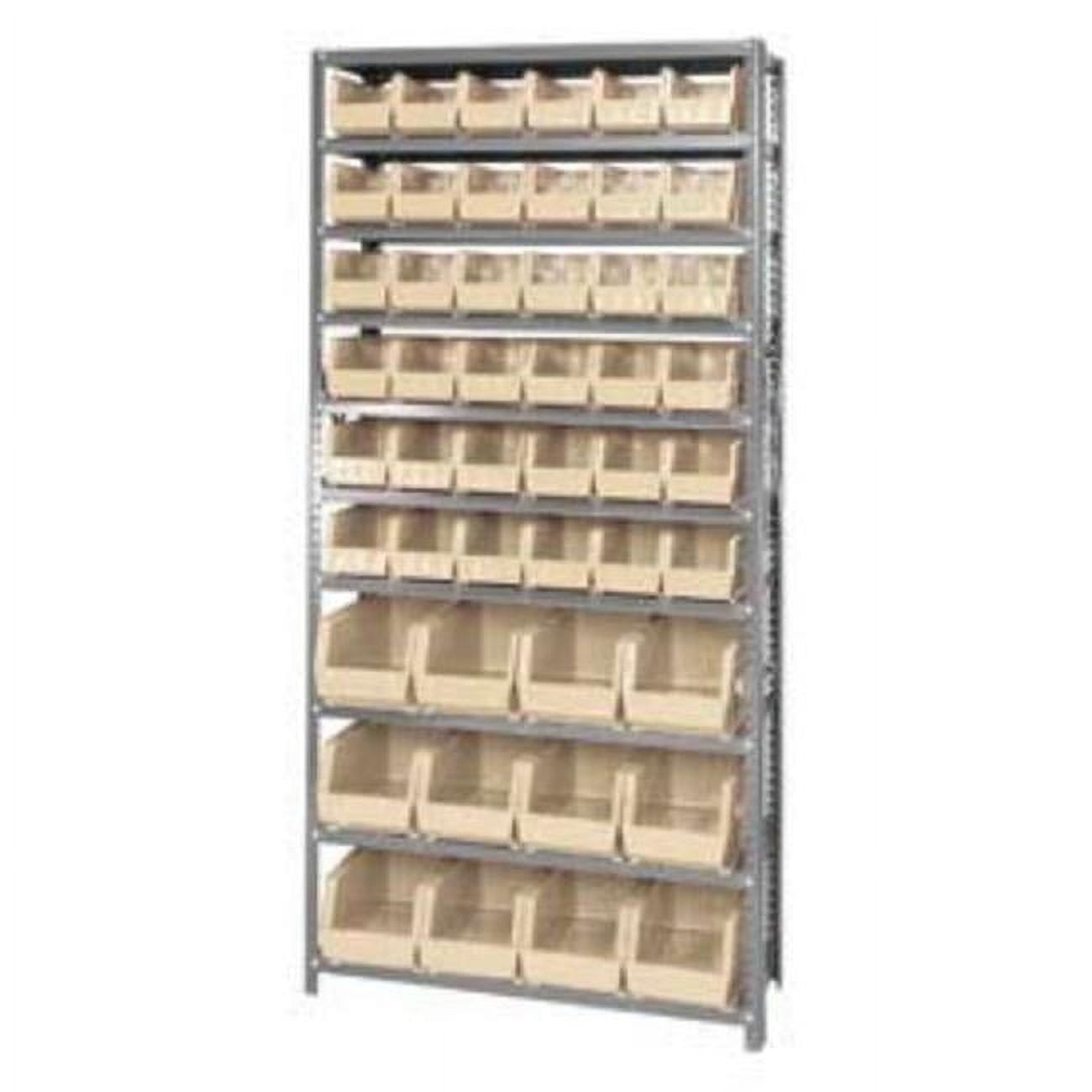 QSBU-230240 Steel Shelving with 48 Giant Stacking Bins, Ivory - 12 x 36 ...