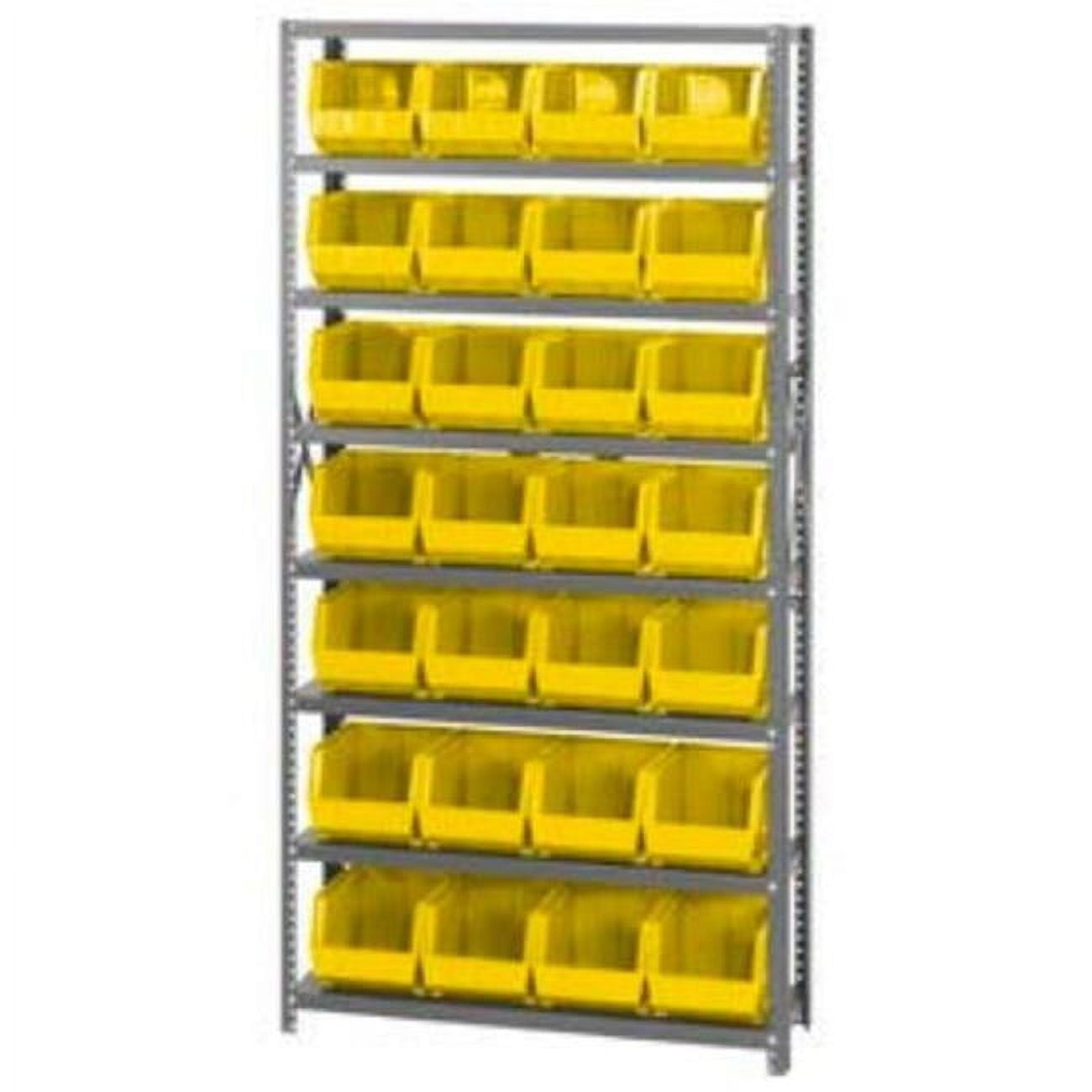 QSBU-239 Steel Shelving with 28 Giant Stacking Bins, Yellow - 12 x 36 x ...