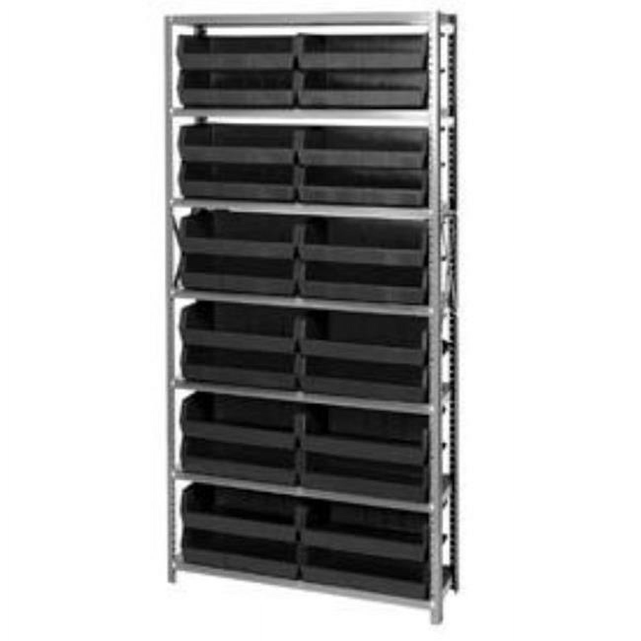 QSBU-245 Steel Shelving with 24 Giant Stacking Bins, Black - 12 x 36 x ...