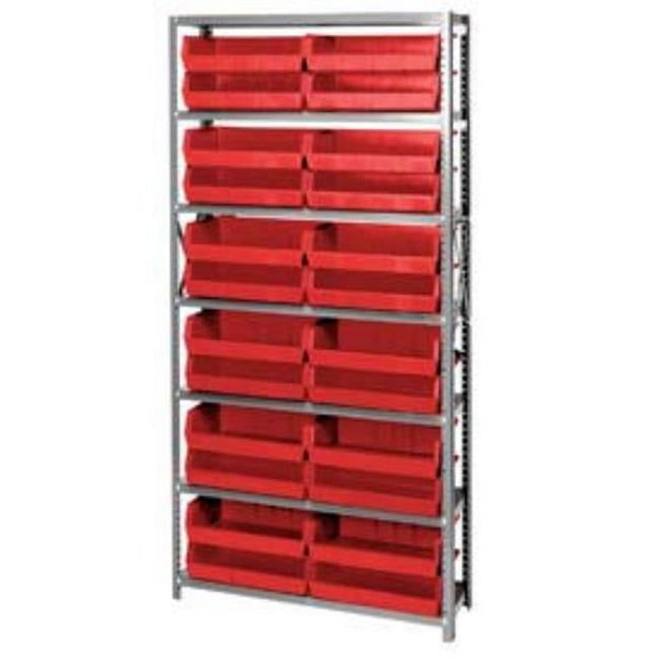 QSBU-245 Steel Shelving with 24 Giant Stacking Bins, Red - 12 x 36 x 75 in. - Walmart.com