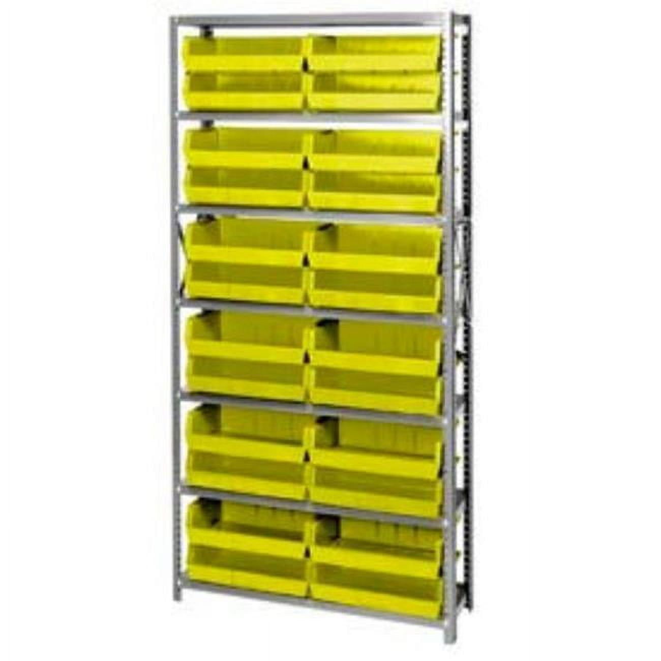 QSBU-245 Steel Shelving with 24 Giant Stacking Bins, Yellow - 12 x 36 x ...