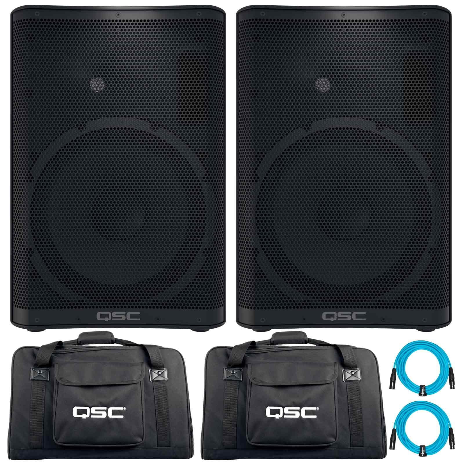 QSC CP12 CP Series 1000 Watt Compact 12" Powered Loudspeakers (2-Pack ...