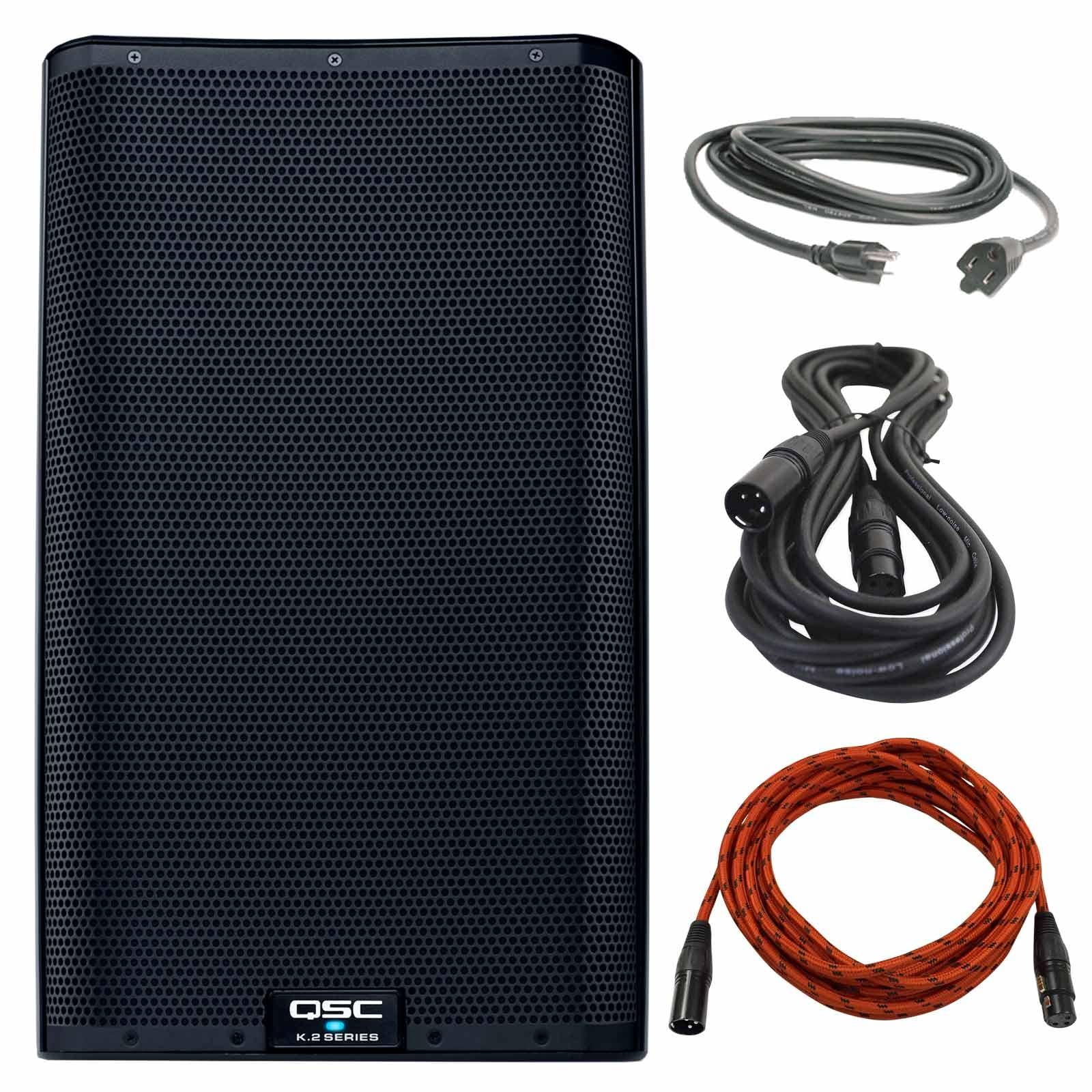 "QSC K12.2 K2 Series 2000W Amplified PA System Speakers Package with 12"" Woofer and Cables ...