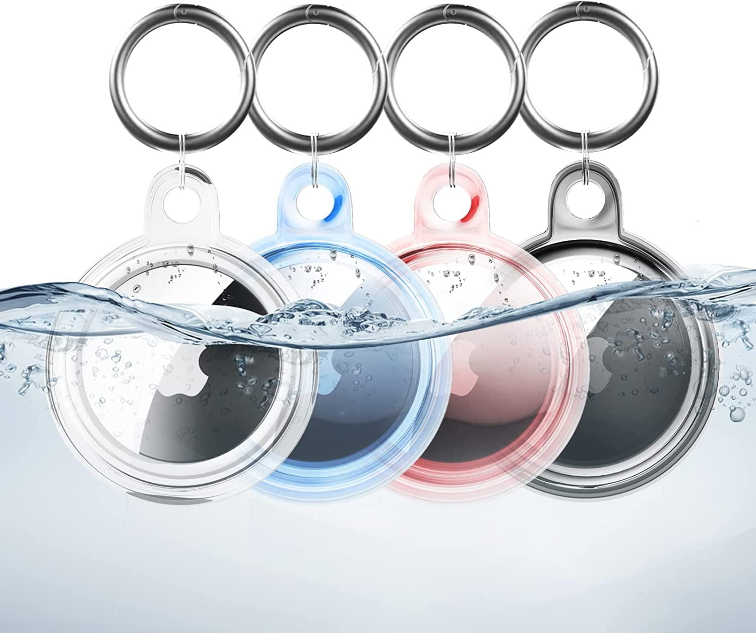 QSCQ 4 Pack Waterproof AirTag Keychain Holder Case for Apple AirTag ...