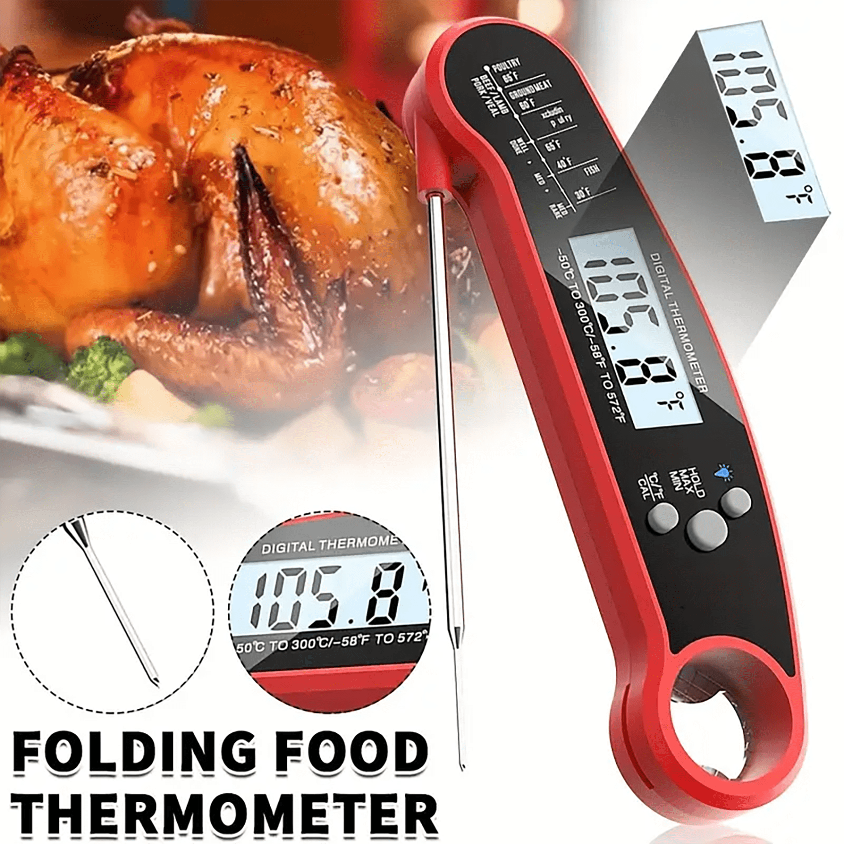 amybaby Wireless Digital Meat Thermometer, Instant Read 2-Second ...