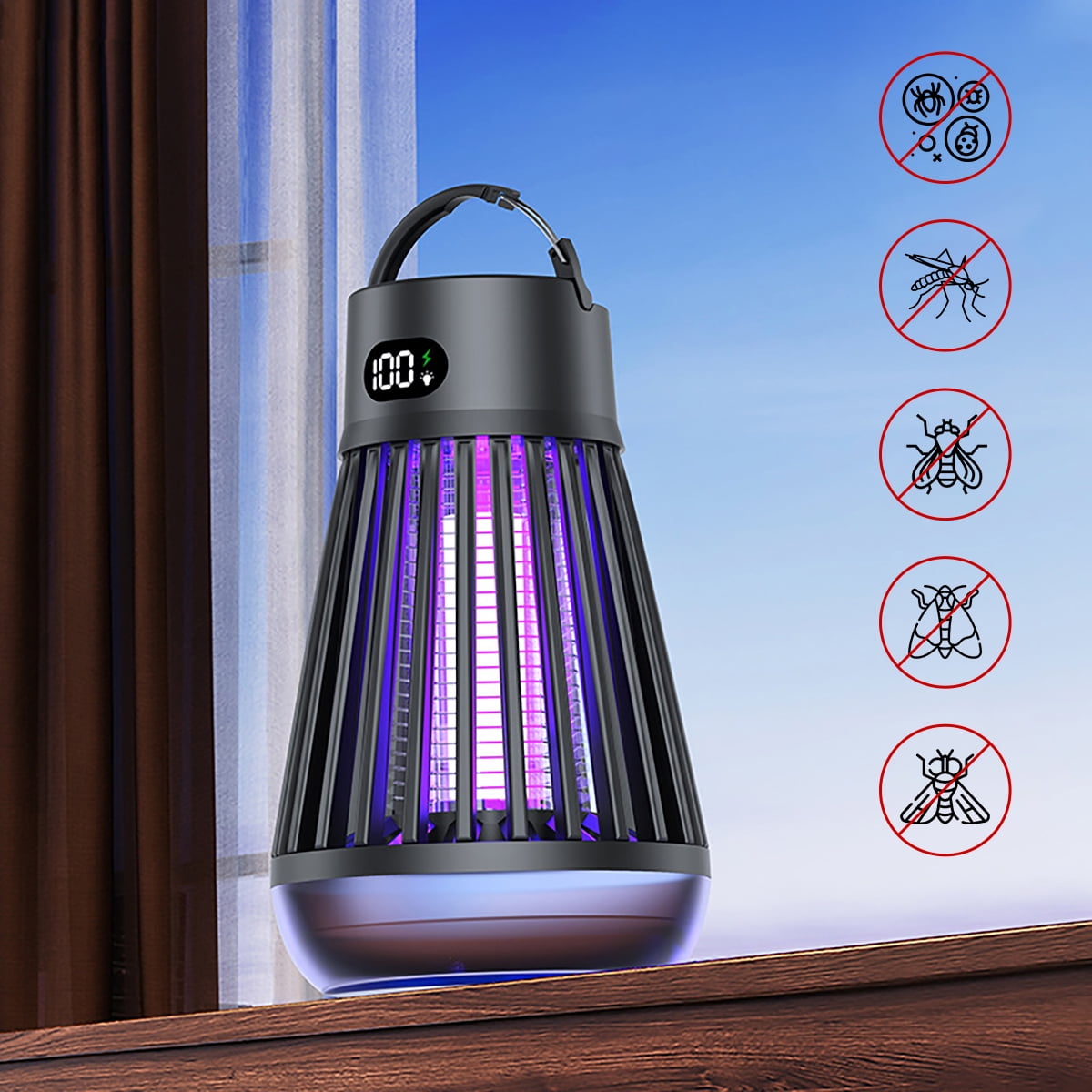 QSCQBug Zapper, 2000 Volt Wireless Rechargeable Electronic Insect ...
