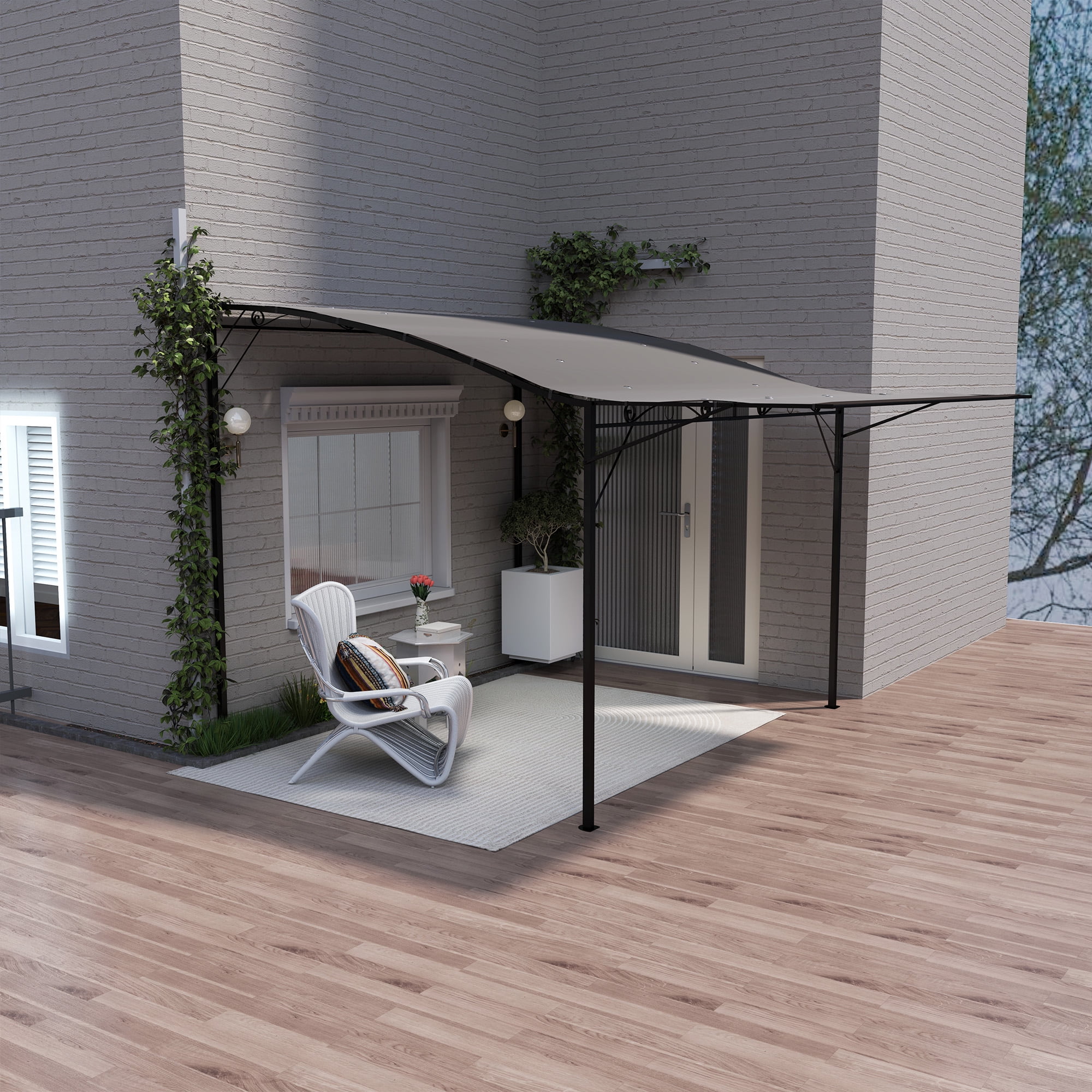 QSHIMY 10' x 8' Patio Awning & Gazebo, Extendable Steel Sun Shade,Sun ...