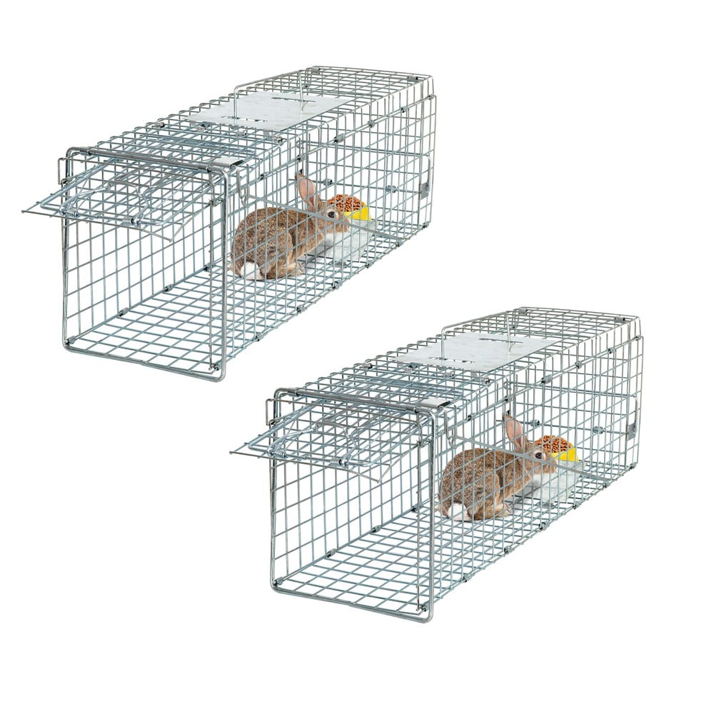 QSHIMY 2-Pack 24" Live Animal Traps, Large Rodent Cages 24"x8"x7.5 ...
