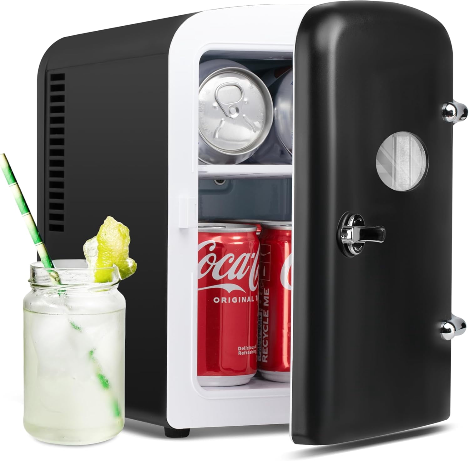 QSHIMY 4L/6 Can Mini Fridge, Portable Cooler and Warmer Compact ...