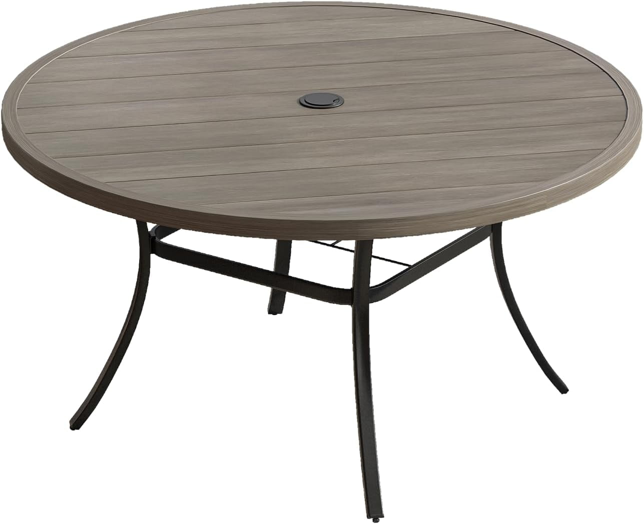 QSHIMY 53" Outdoor Round Patio Table for Lawn Garden, All Weather Metal ...