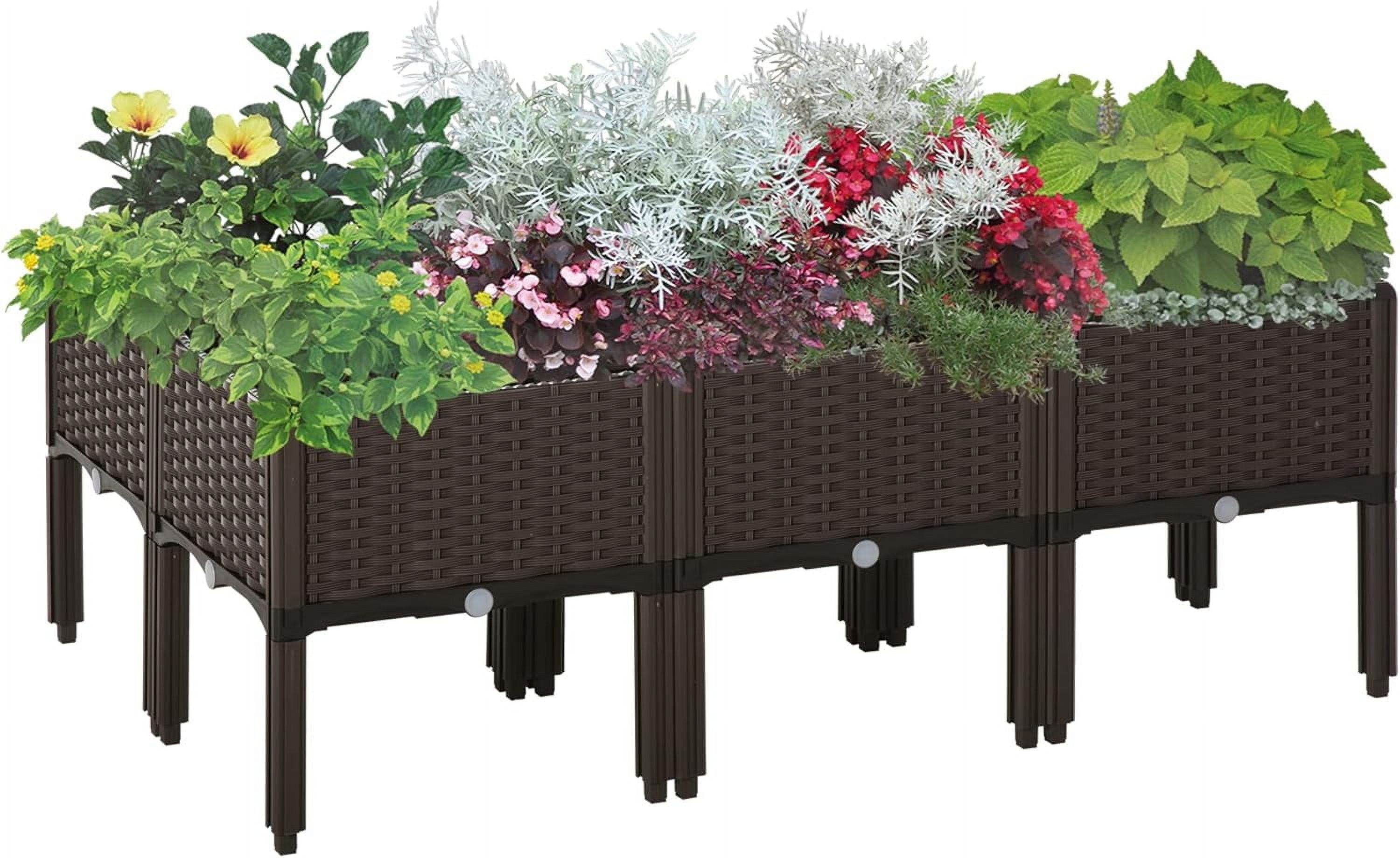 QSHIMY 6 Piece Raised Garden Bed with Legs, Self-Watering Planter Box ...