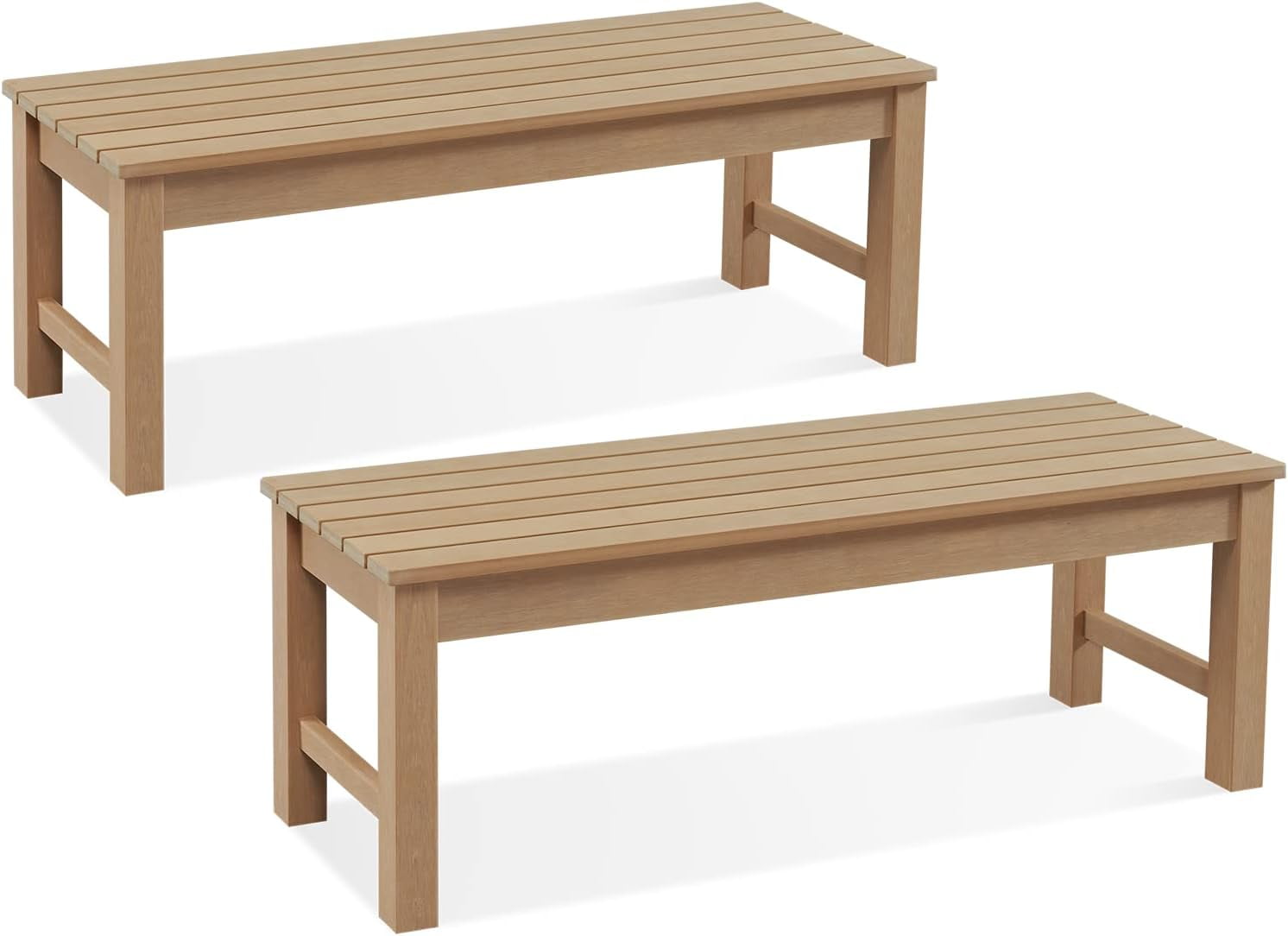 QSHIMY Outdoor Bench, Two Person Poly Lumber Porch Bench, Weatherproof ...