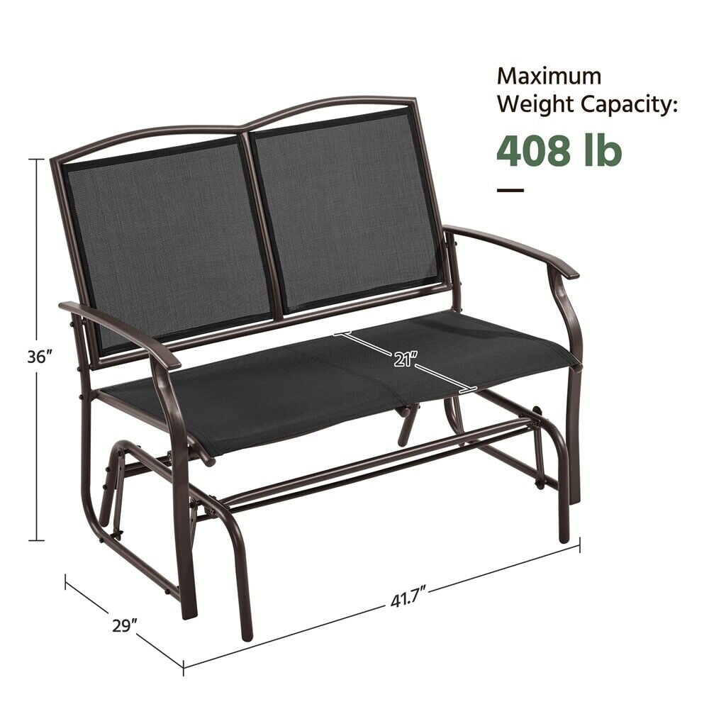 QSHIMY Outdoor Glider 2-Person Outdoor Glider Bench, Patio Glider Chair ...