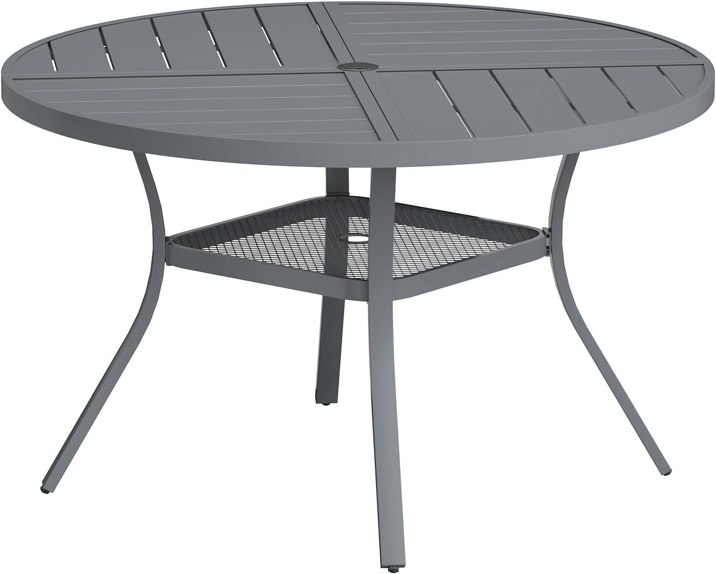 QSHIMY Round Patio Table with Adjustable Umbrella Hole for 4, All ...