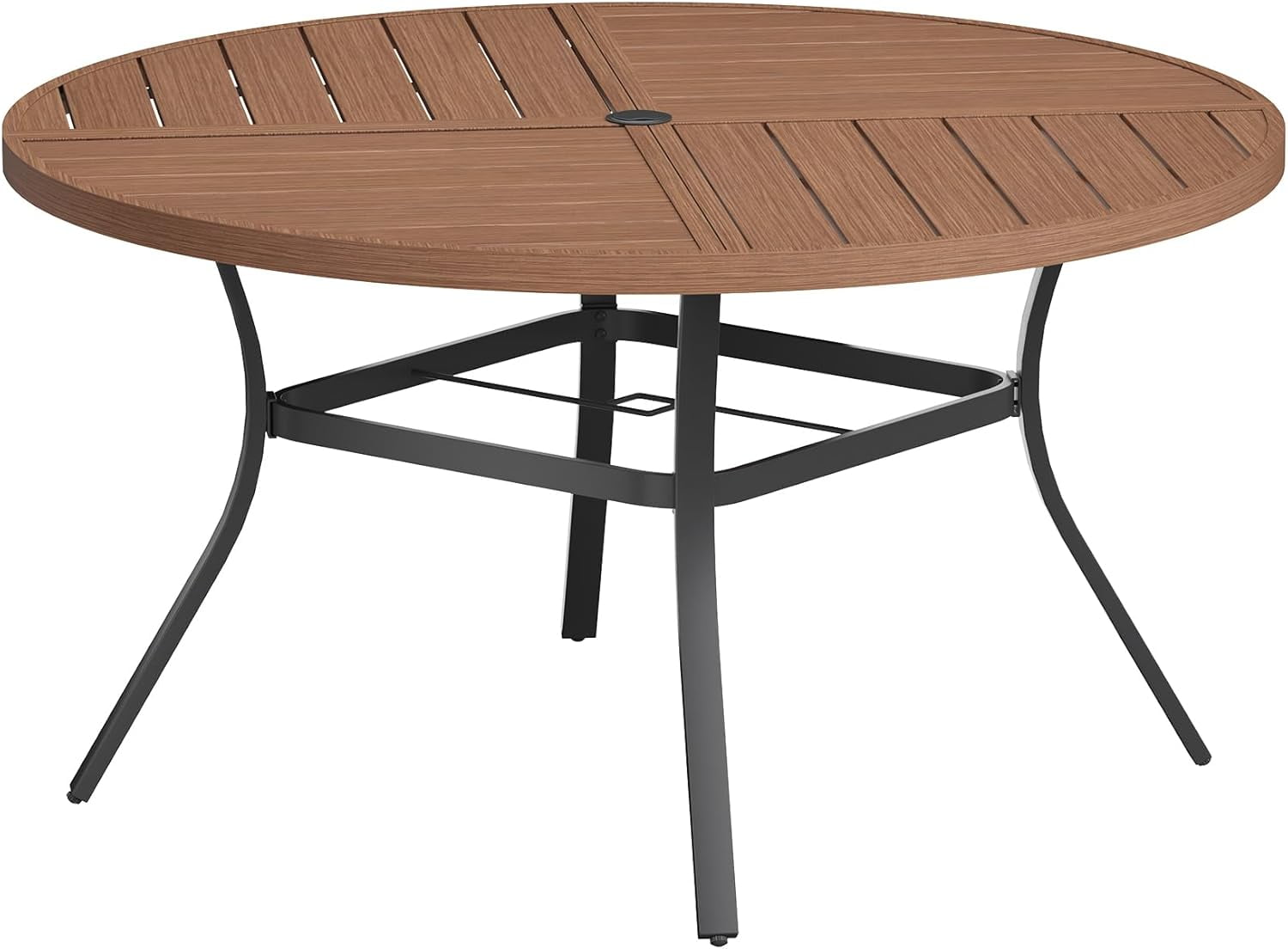QSHIMY Round Patio Table with Adjustable Umbrella Hole for 8, All ...