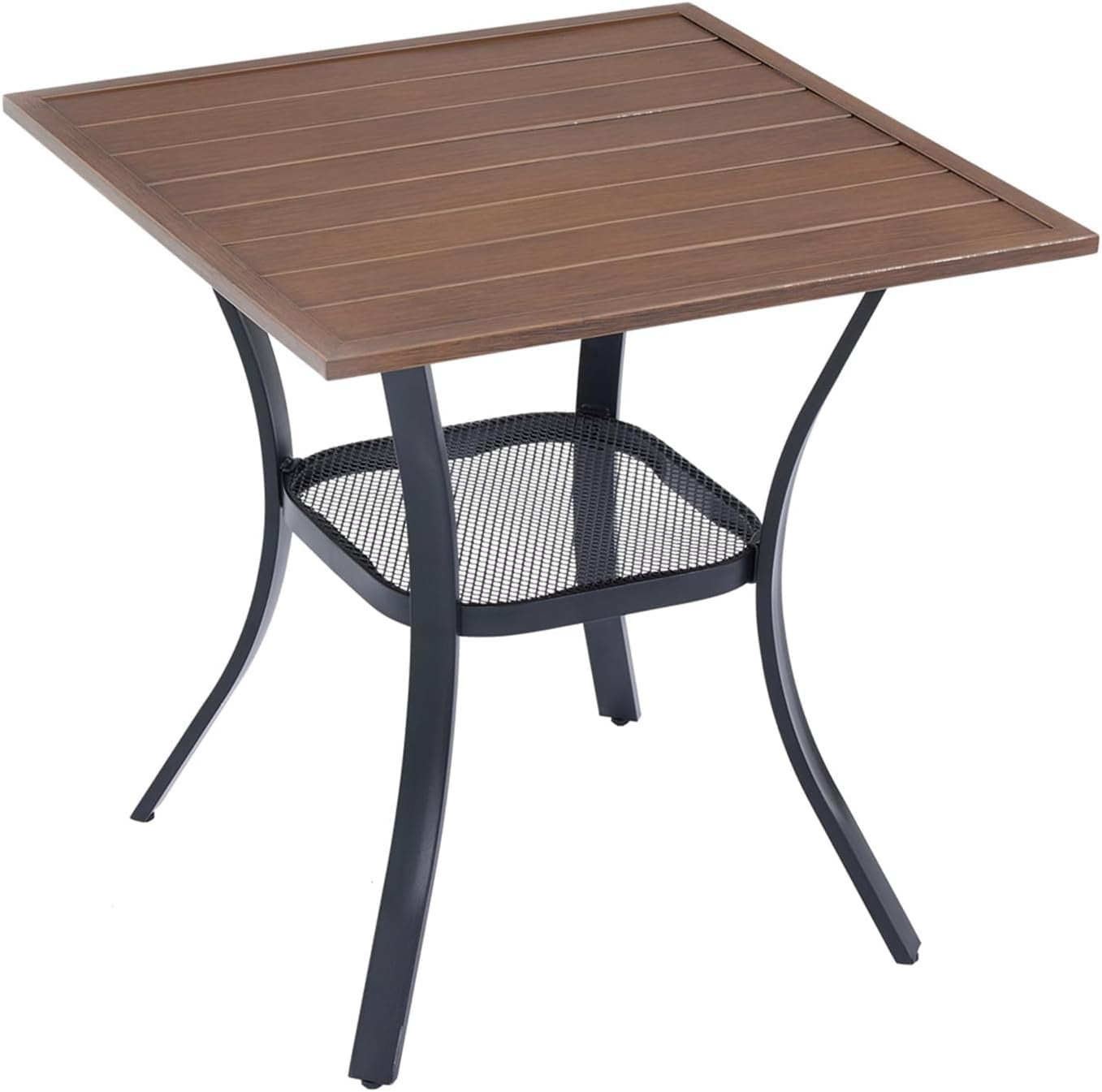 QSHIMY Small Square Outdoor Patio Table, All Weather Metal Outdoor ...