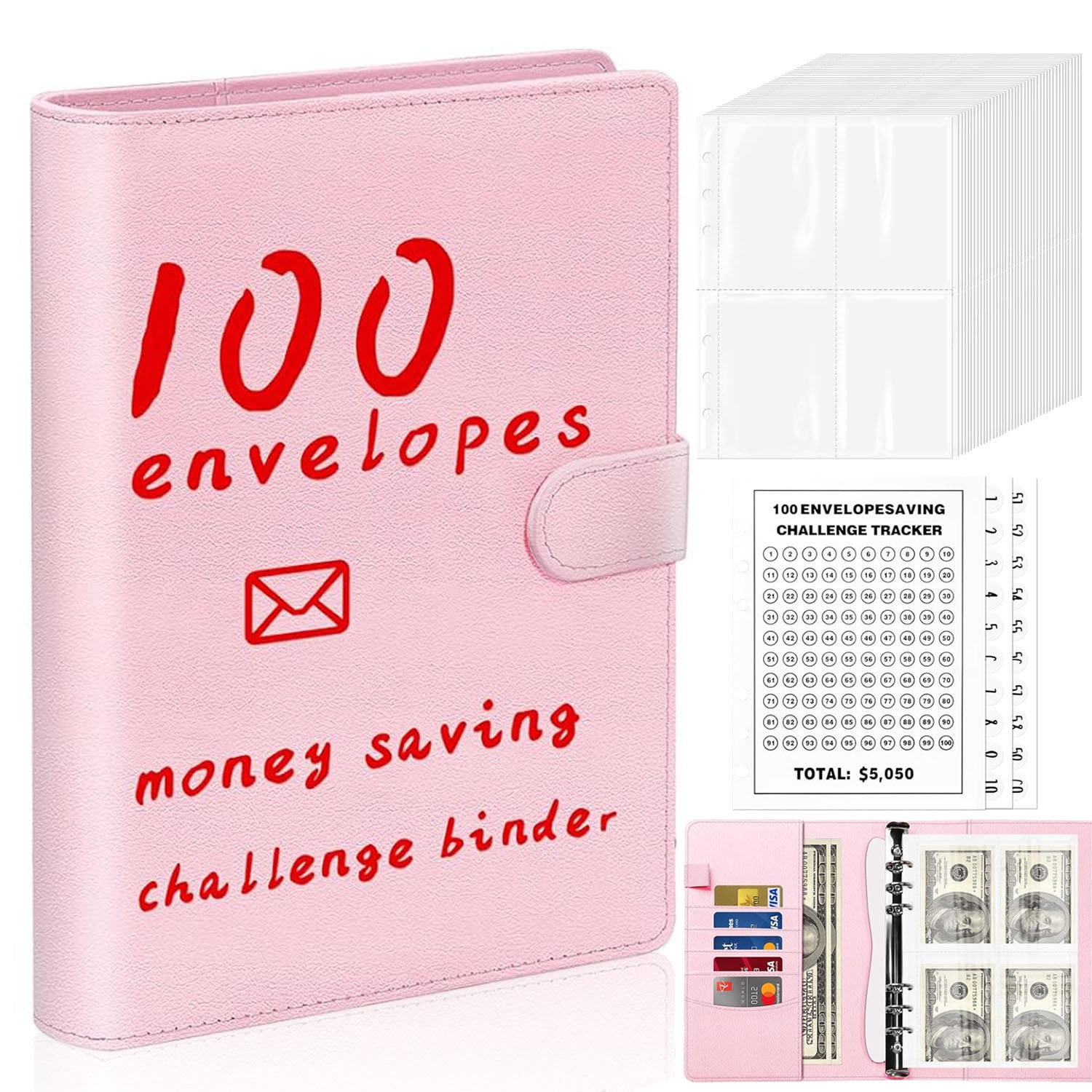 Kocwell 100 Envelopes Money Savings Challenges Book Storage Budgeting kocwell-100-envelopes-money-savings-challenges-book-storage-budgeting