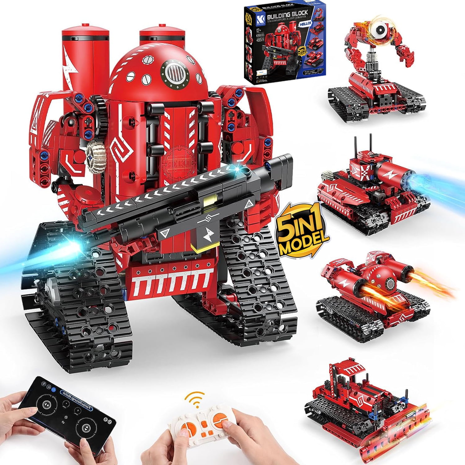 Wiher 5-in-1 Robot Toy for Children, Remote Control Construction Toy ...