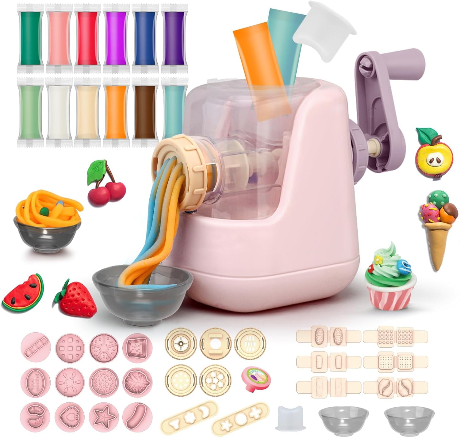 QSHQ Kids Playdough Set, 12 Colors Dough with 28 PCS Accessories ...