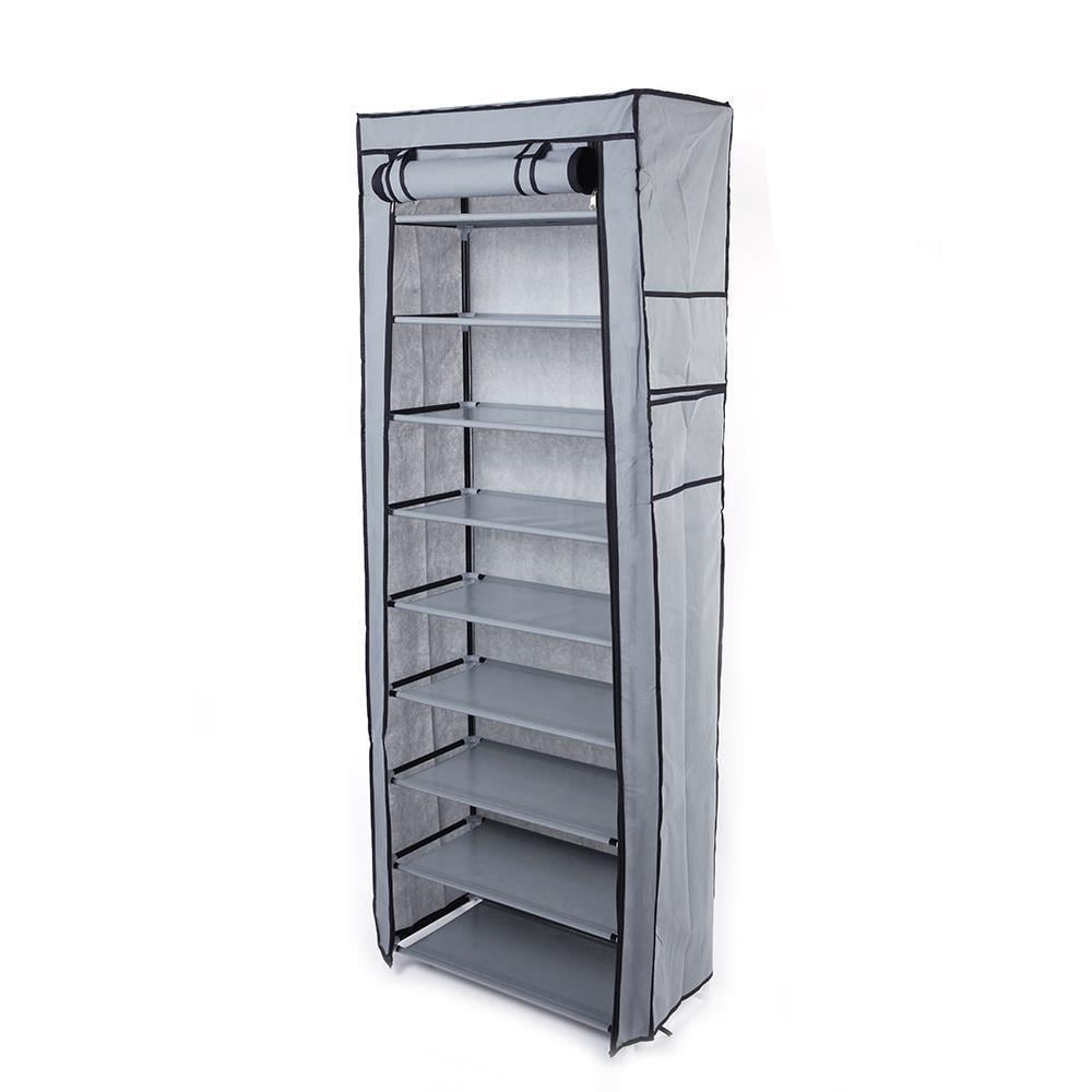 QSJIAYI 10 Tiers Tall Shoe Rack, 9 Grid Shoe Rack Shelf, Portable Shoe ...