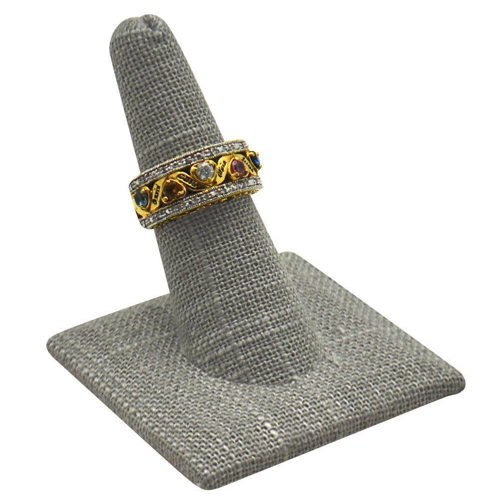 QSJIAYI 12PCS Grey Linen Jewelry Ring Display Stand ~ Holds 1 Jewelry ...