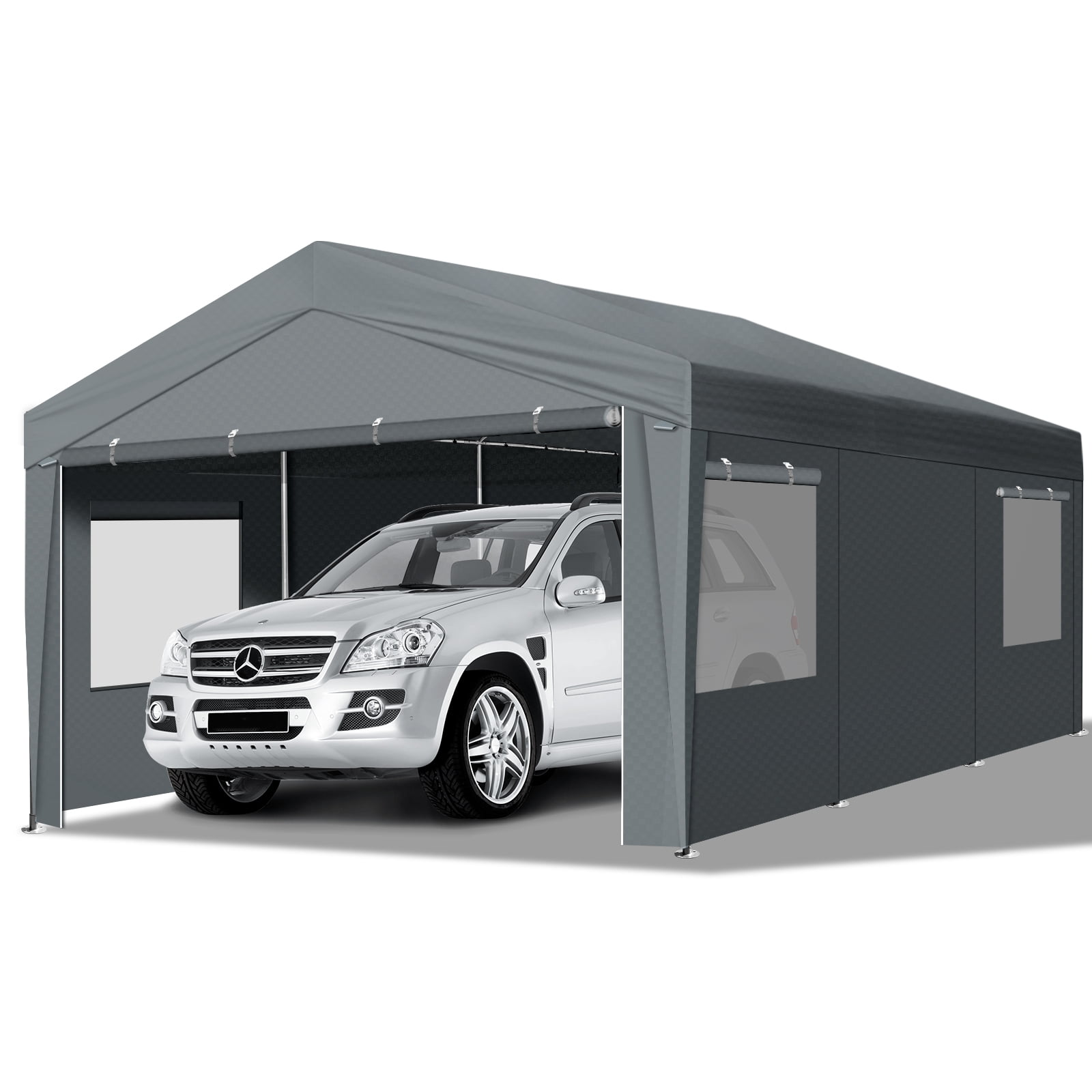 QSJIAYI 12x20 Carport Canopy, Car Canopy Portable Garage with Roll-up ...