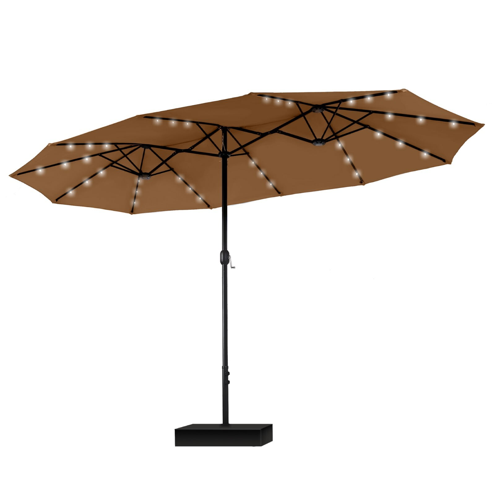 QSJIAYI 15 ft Rectangle Patio Umbrella with Solar Lights and Base ...